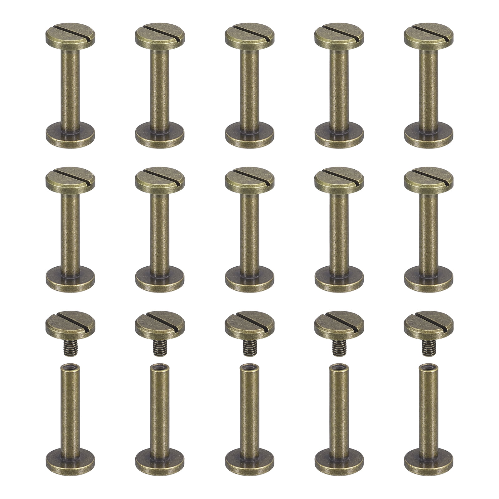 Uxcell 30Pack Brass Chicago Screws, 20x10mm Post Nail Stud Rivets for ...