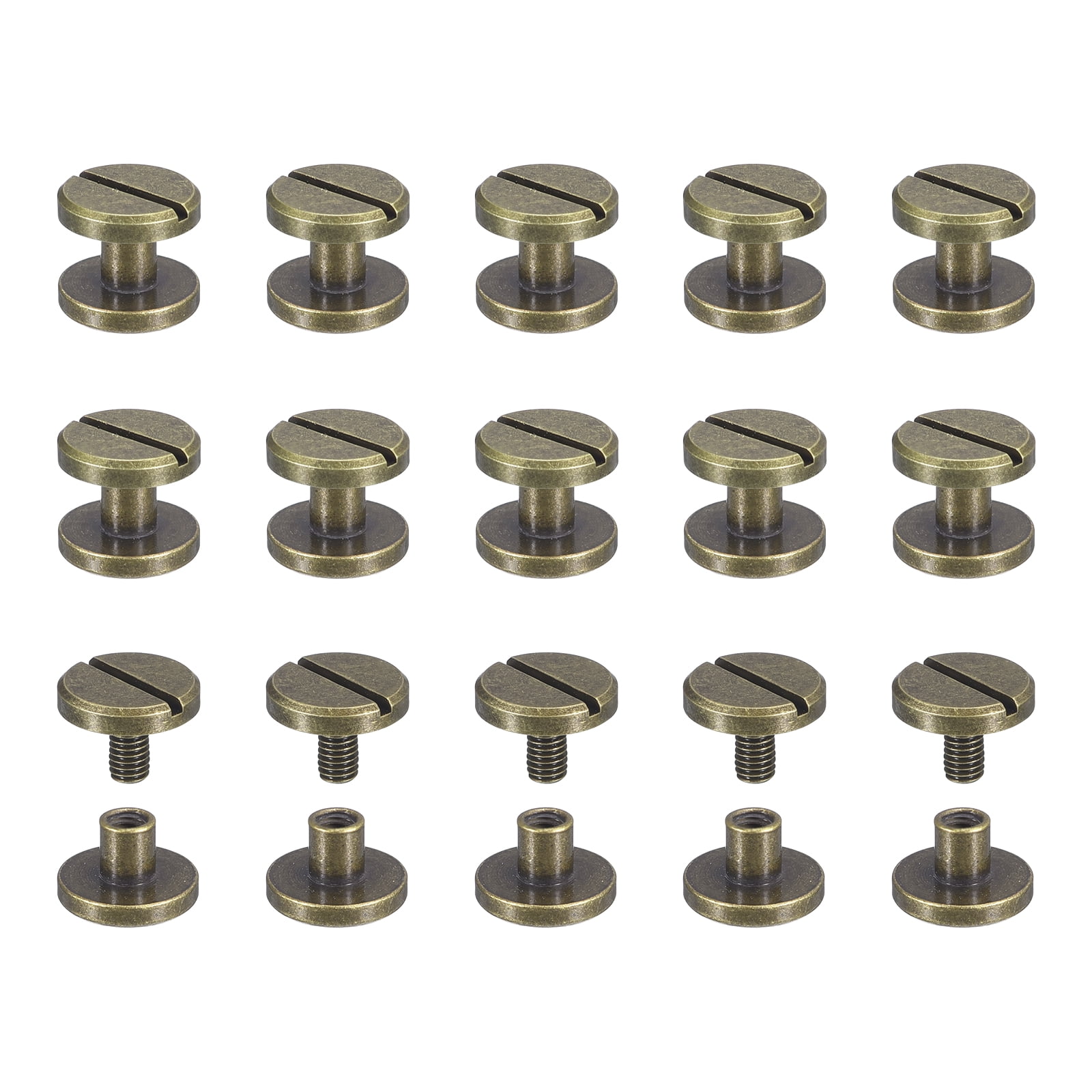 Uxcell 30Pack Brass Chicago Screws, 4x10mm Post Nail Stud Rivets for ...