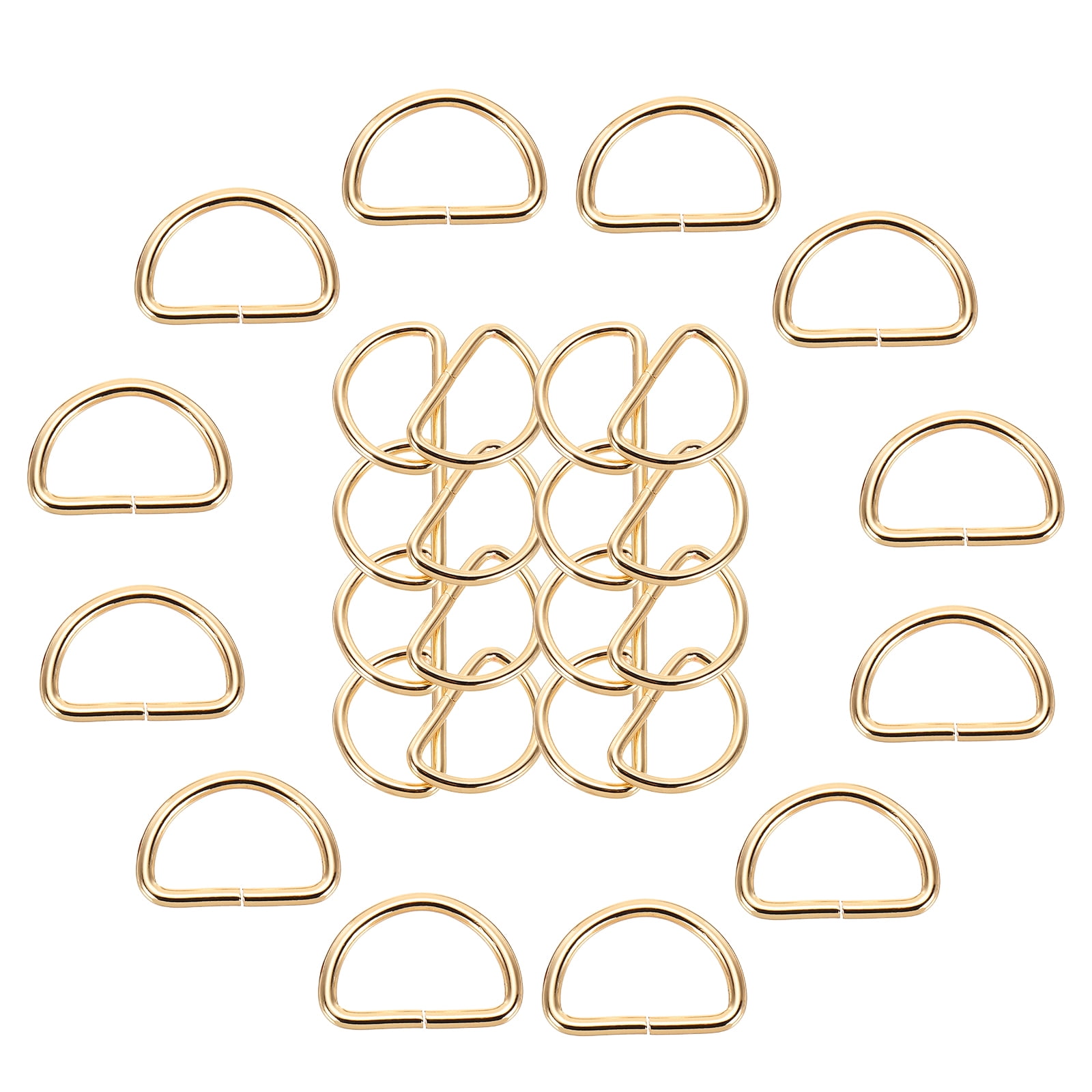 Uxcell 30Pcs 1.3 x 0.7 Inch Metal D Rings, Gold Welded Rings Buckles ...