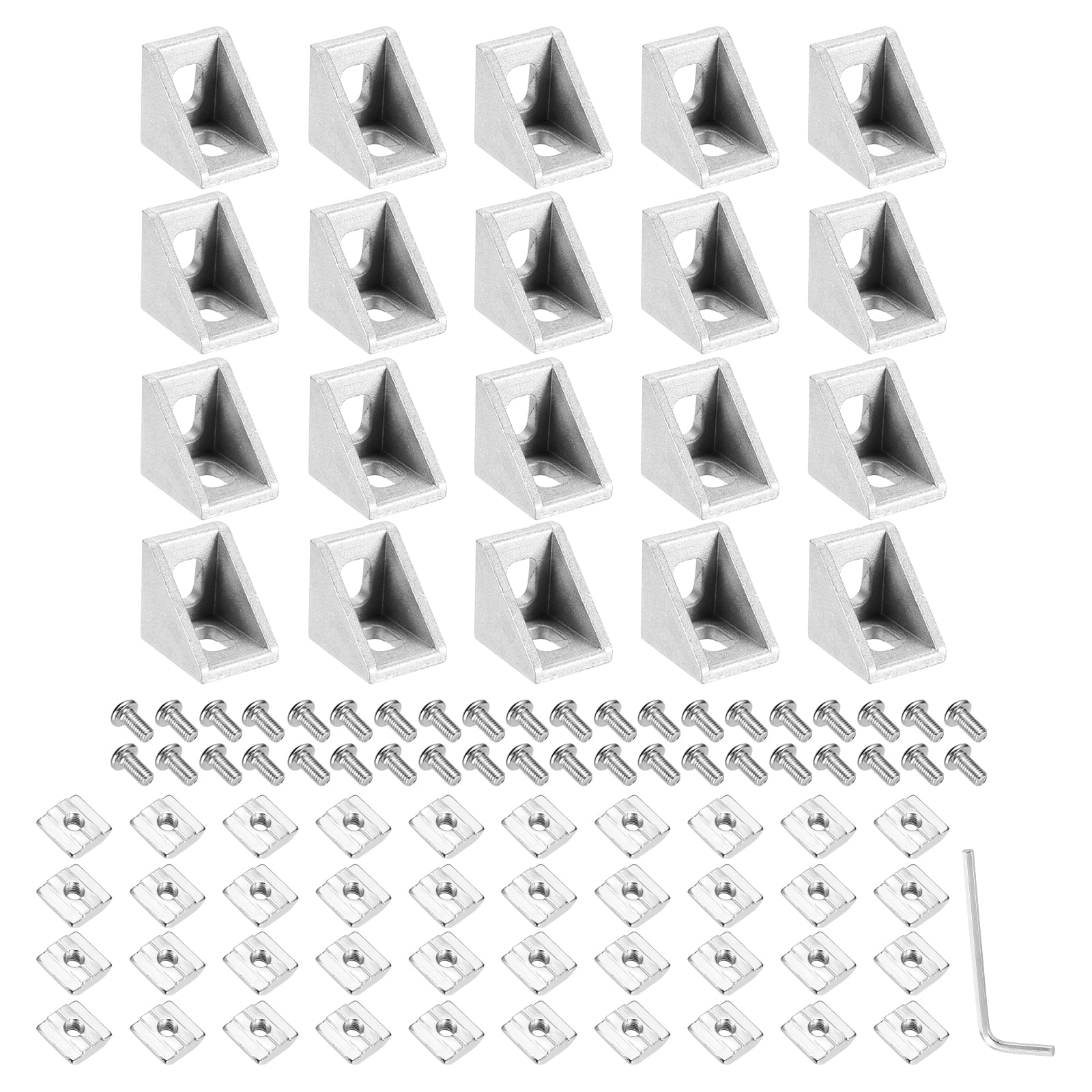 Uxcell 30Pcs 2020 Series Aluminum Extrusion Corner Bracket with Nut ...