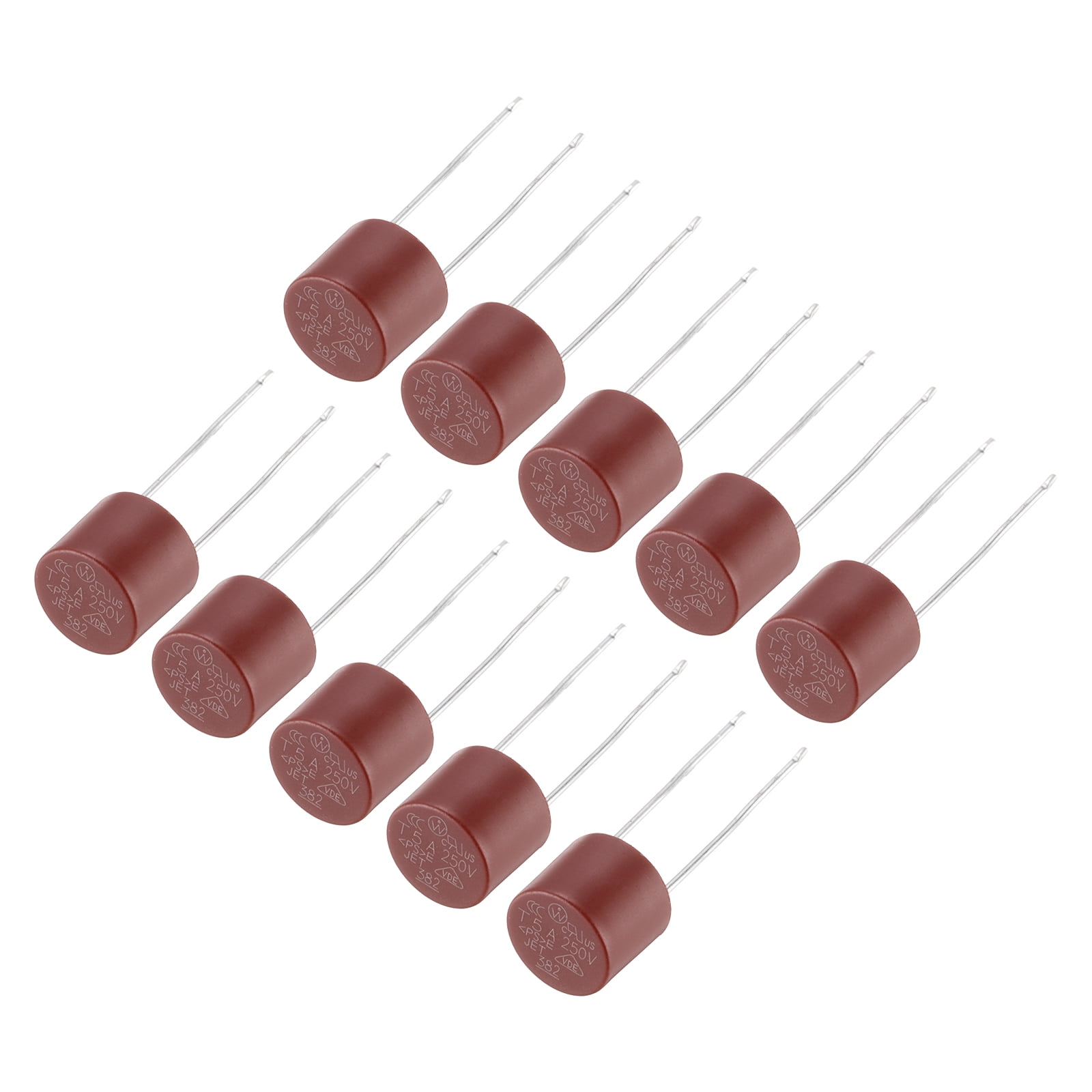 Uxcell 30Pcs Cylindrical DIP Mounted Miniature Slow Blow Micro Fuse for Electronic Parts, T5A 5A ...