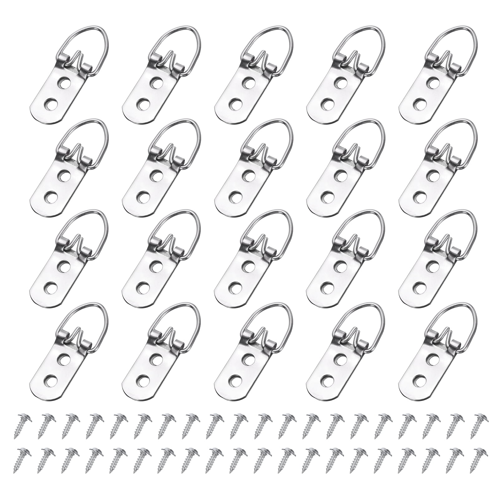 Uxcell 30Pcs D-Ring Picture Hangers with Screws, Double Hole Picture ...