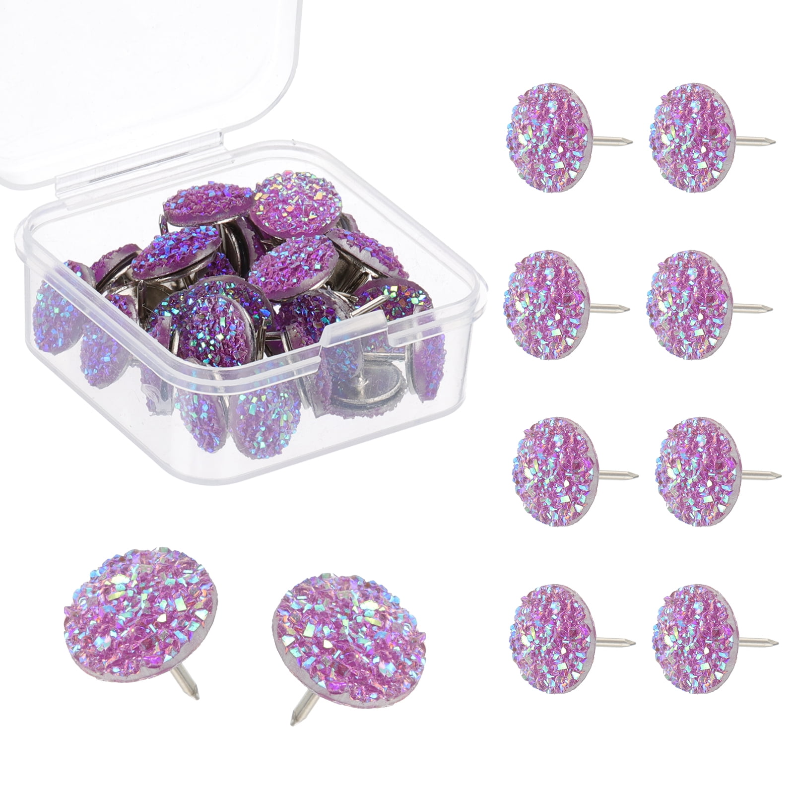 Uxcell 30Pcs Diamond Push Pins, Glitter Rhinestone Decorative Thumb Tacks Shiny Push Pins for ...