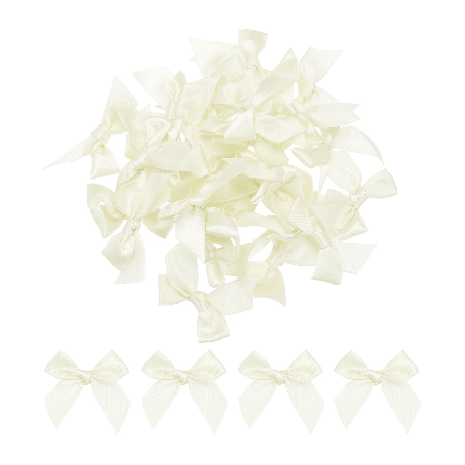Uxcell 30Pcs Mini Ribbon Bow 1.5" Mini Fabric Satin Ribbon Flower Bows ...