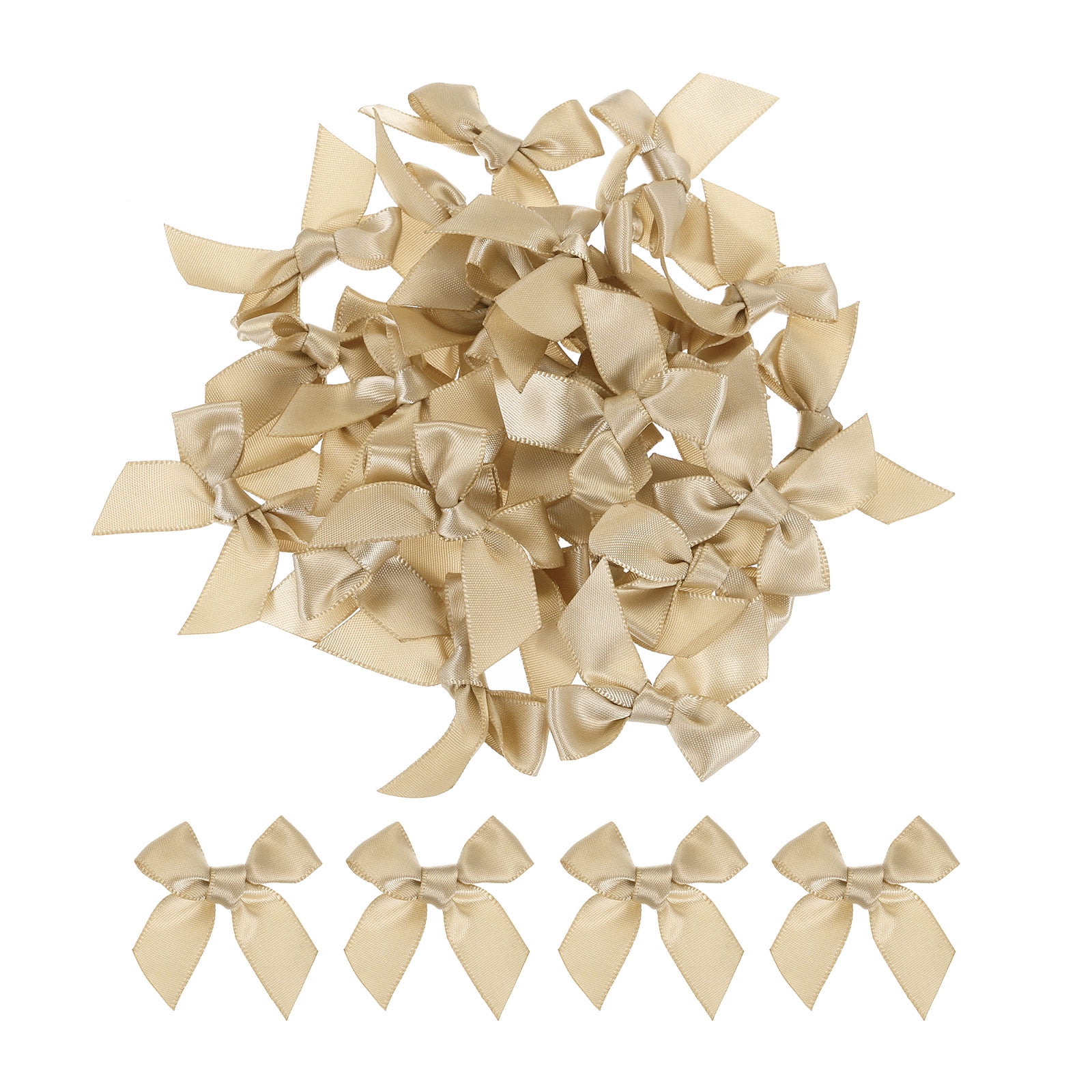 Uxcell 30Pcs Mini Ribbon Bow 1.5" Mini Fabric Satin Ribbon Flower Bows ...