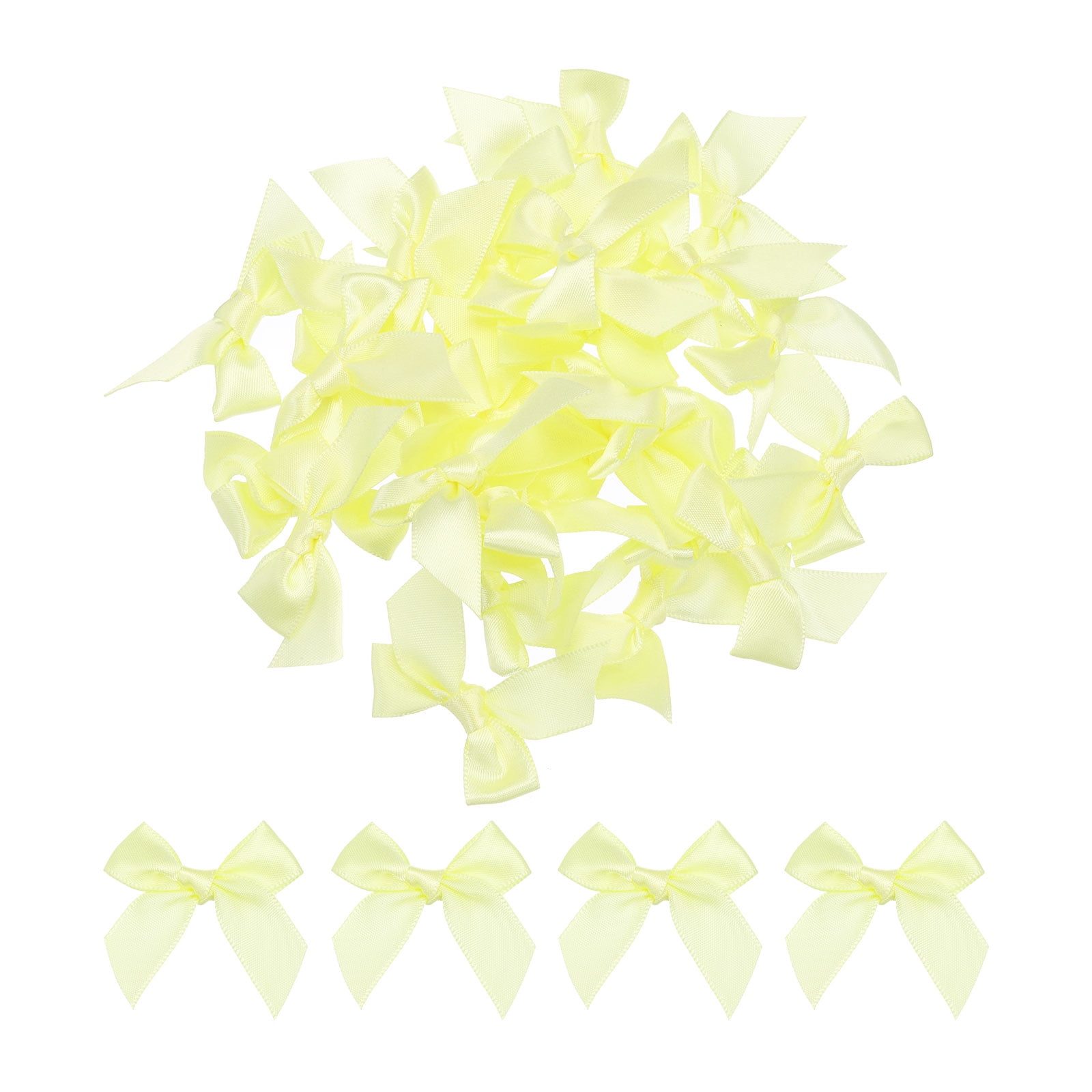 Uxcell 30Pcs Mini Ribbon Bow 1.5" Mini Fabric Satin Ribbon Flower Bows ...