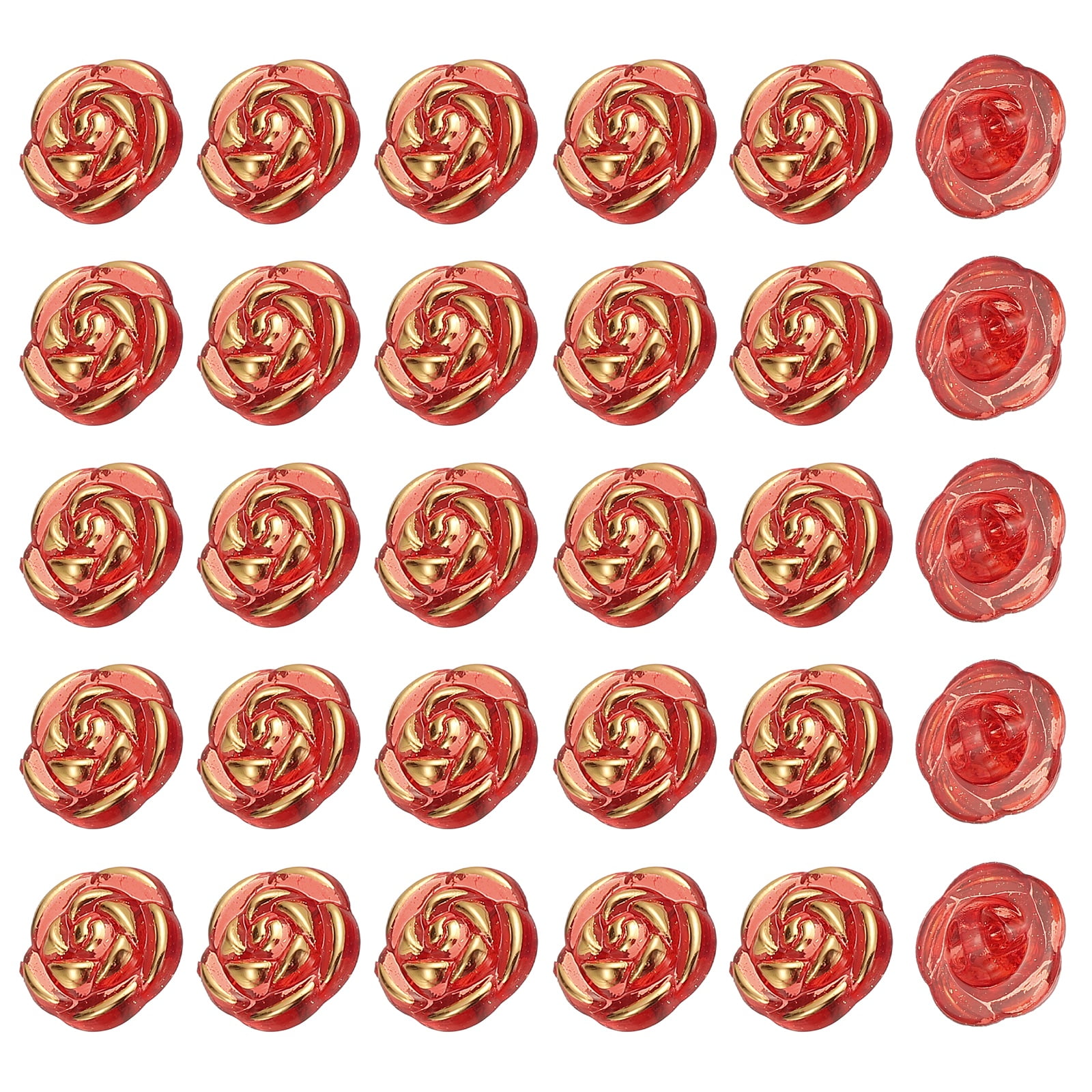 Uxcell 30Pcs Rose Flower Buttons, 13mm Acrylic Cute Buttons for Clothes ...