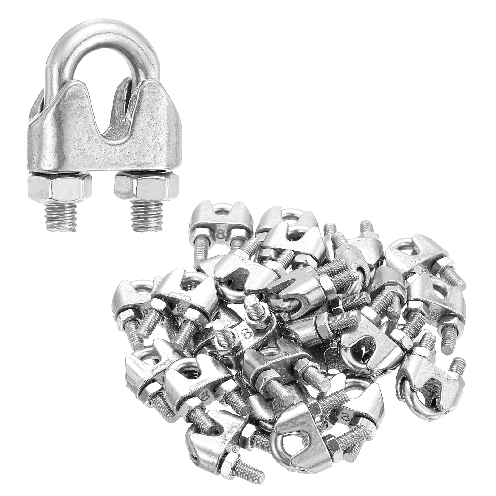 Uxcell 30Pcs Wire Rope Cable Clip Clamps 5/16 Inch M8 Small 304 ...
