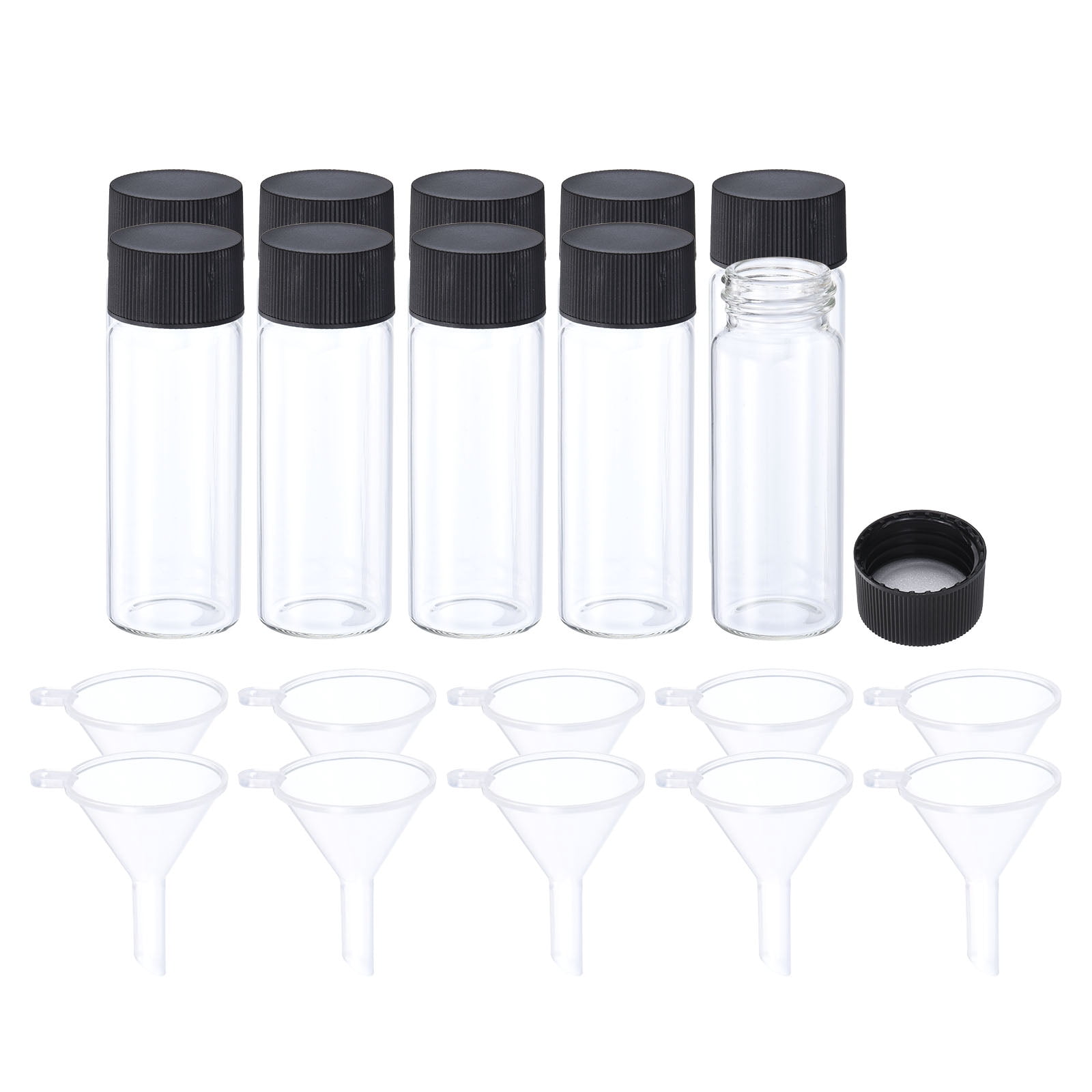 Uxcell 30mL Glass Vials with Screw Caps Liquid Sample Vial with 10 ...