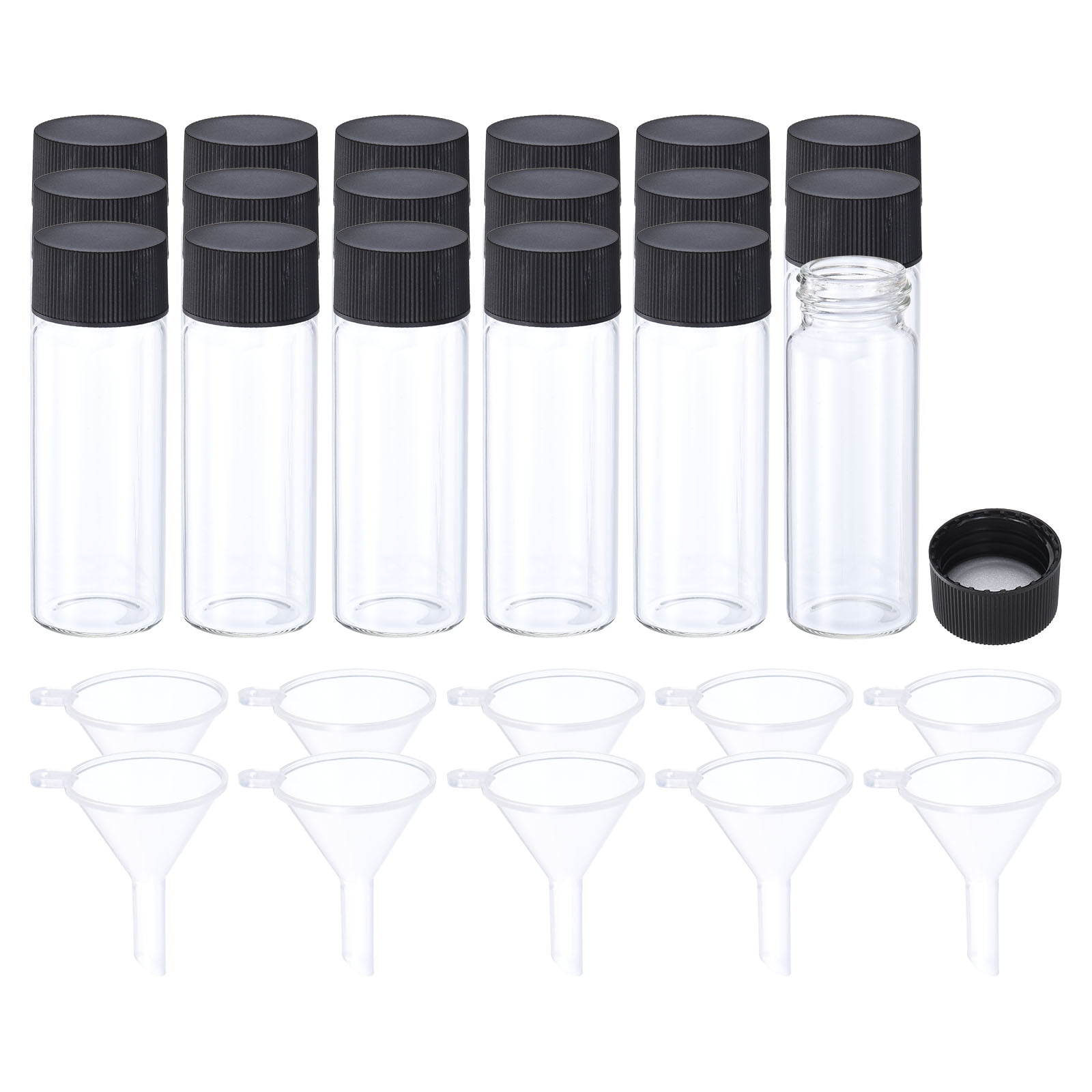 Uxcell 30mL Glass Vials with Screw Caps Liquid Sample Vial with 10 ...