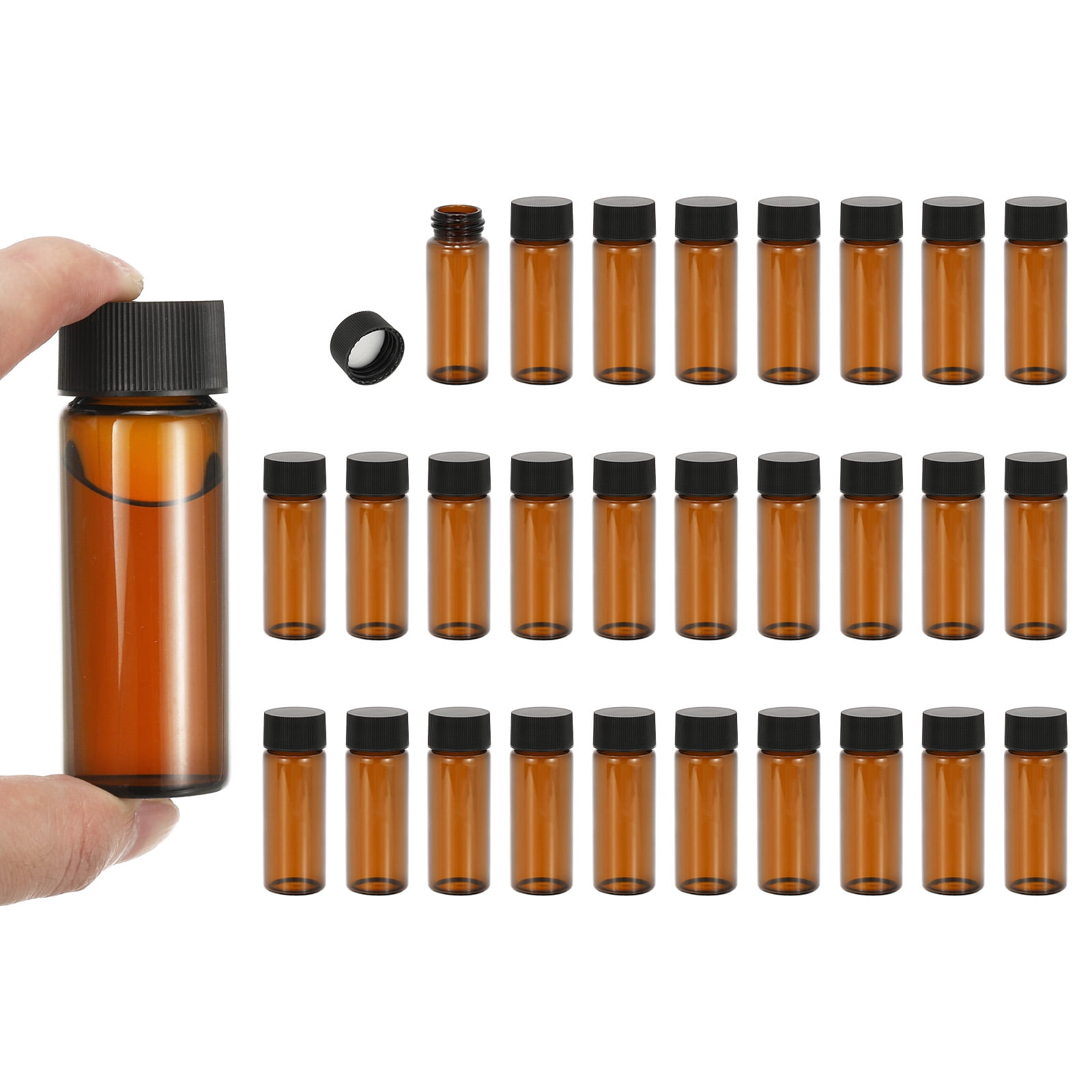 Uxcell 30ml Amber Glass Vials, 28 Pack Sample Vials with Screw Cap ...