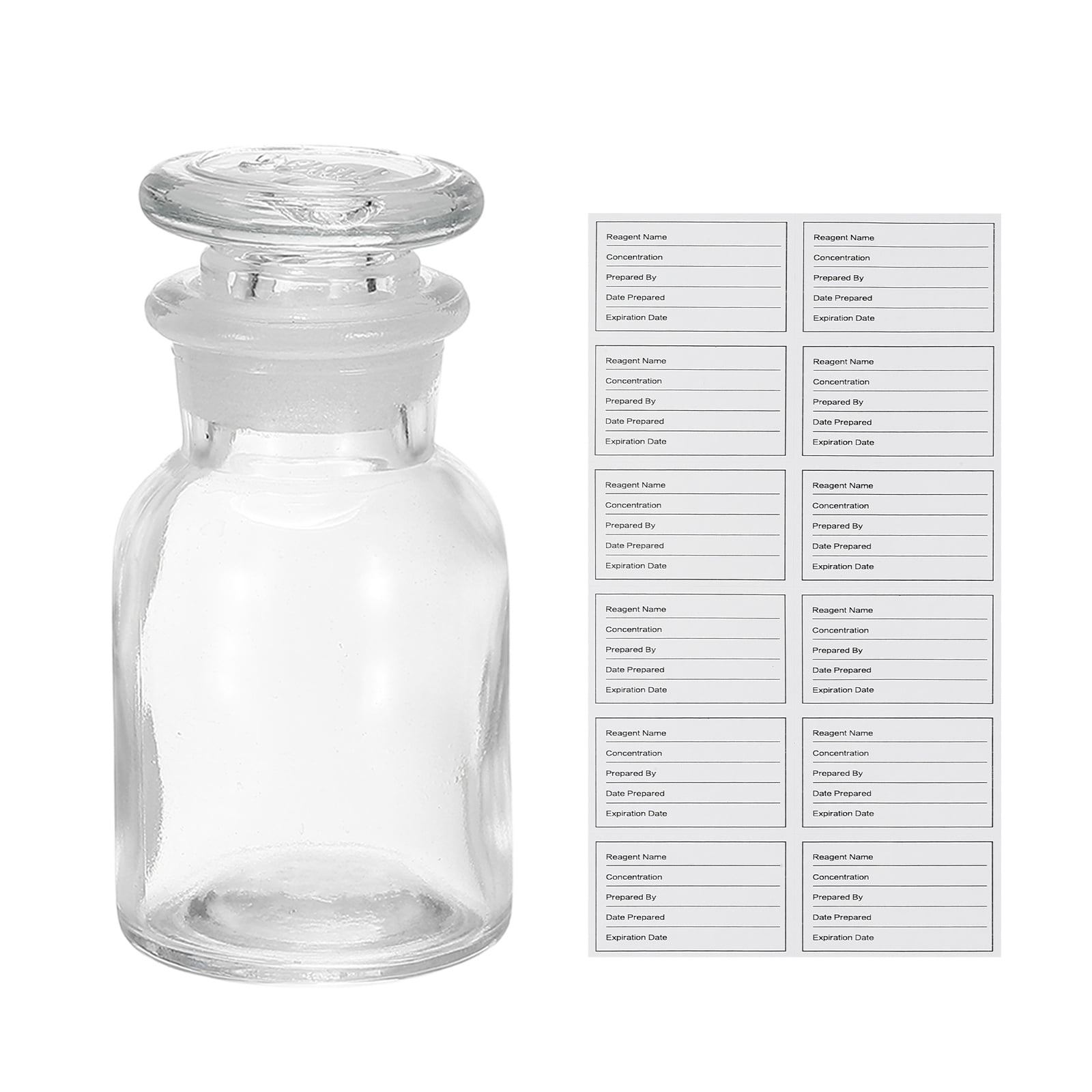 Uxcell 30ml Glass Reagent Bottle, Wide Mouth Reagent Media Storage ...