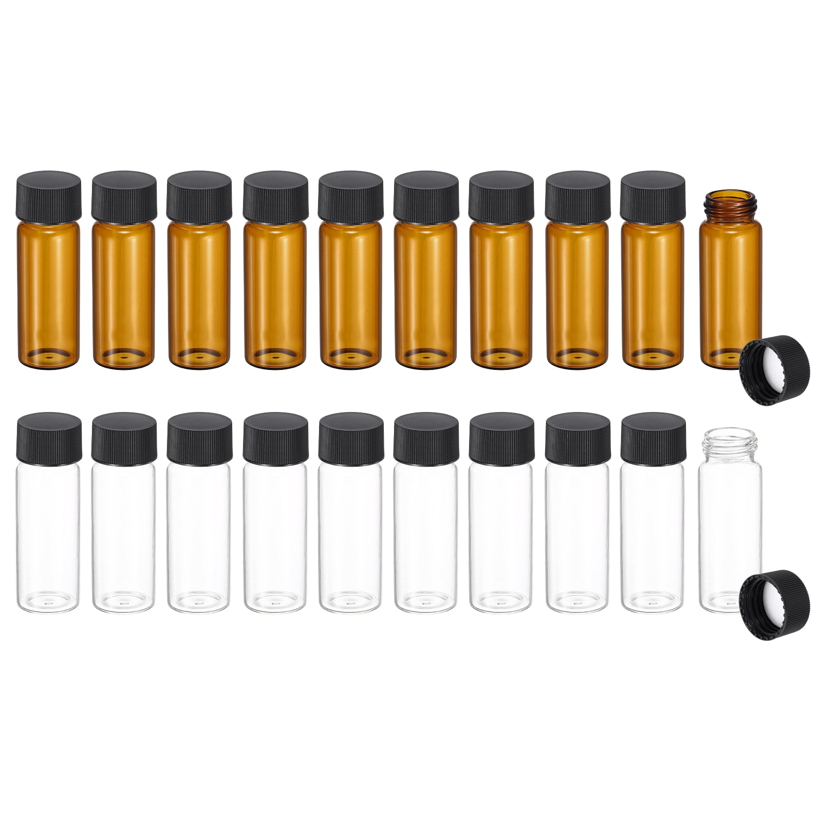 Uxcell 30ml Glass Sample Vials, 20Pcs Sample Vials with Screw Cap Leak ...