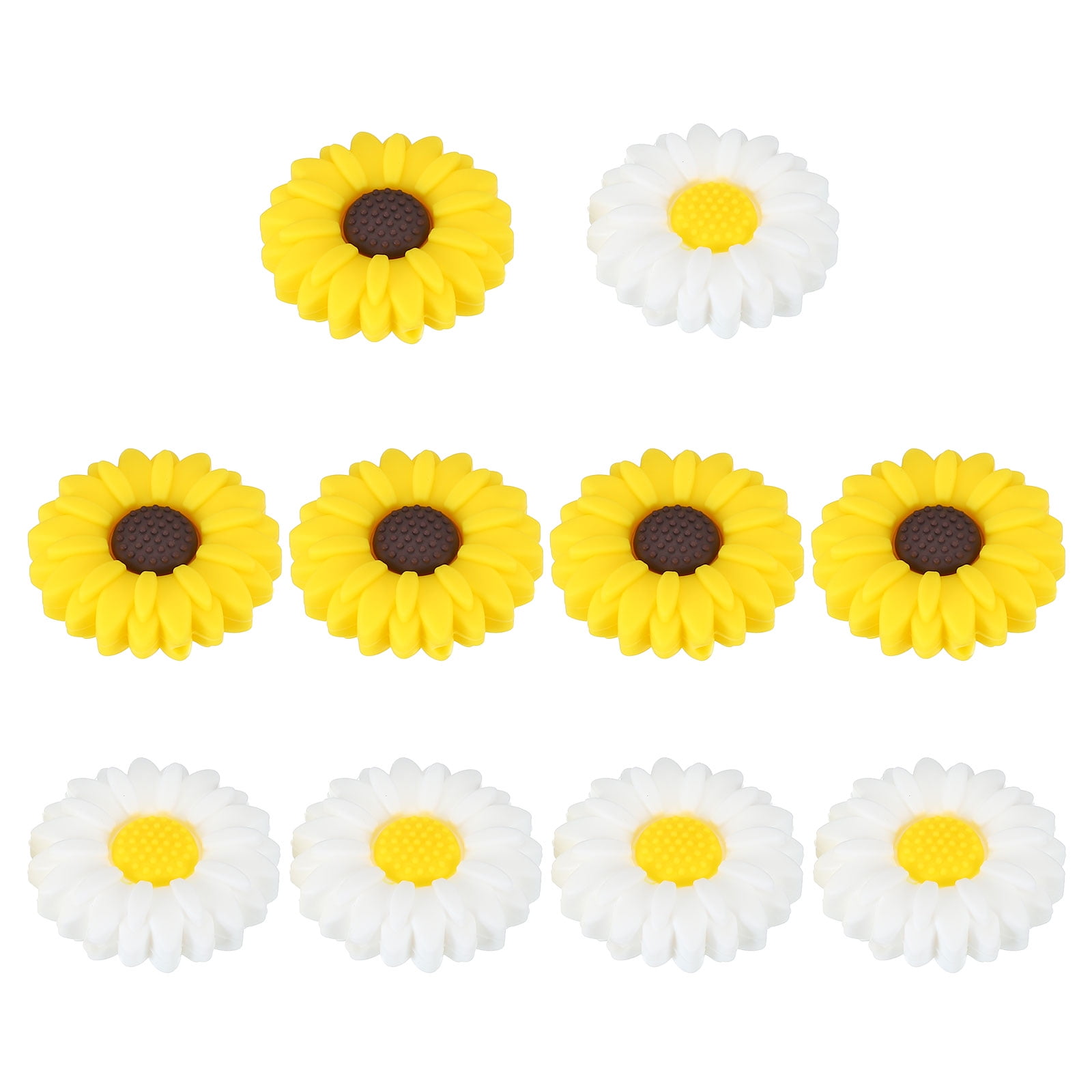 Uxcell 30mm Silicone Flower Beads, 10 Pcs Cute Colorful Soft Sunflower ...