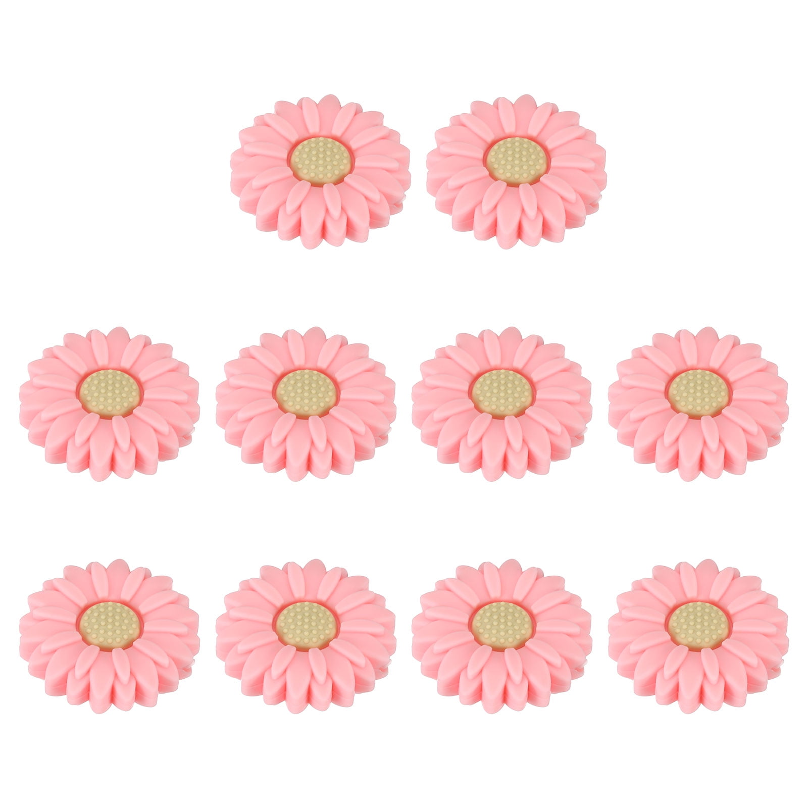 Uxcell 30mm Silicone Flower Beads, 10 Pcs Cute Colorful Soft Sunflower ...