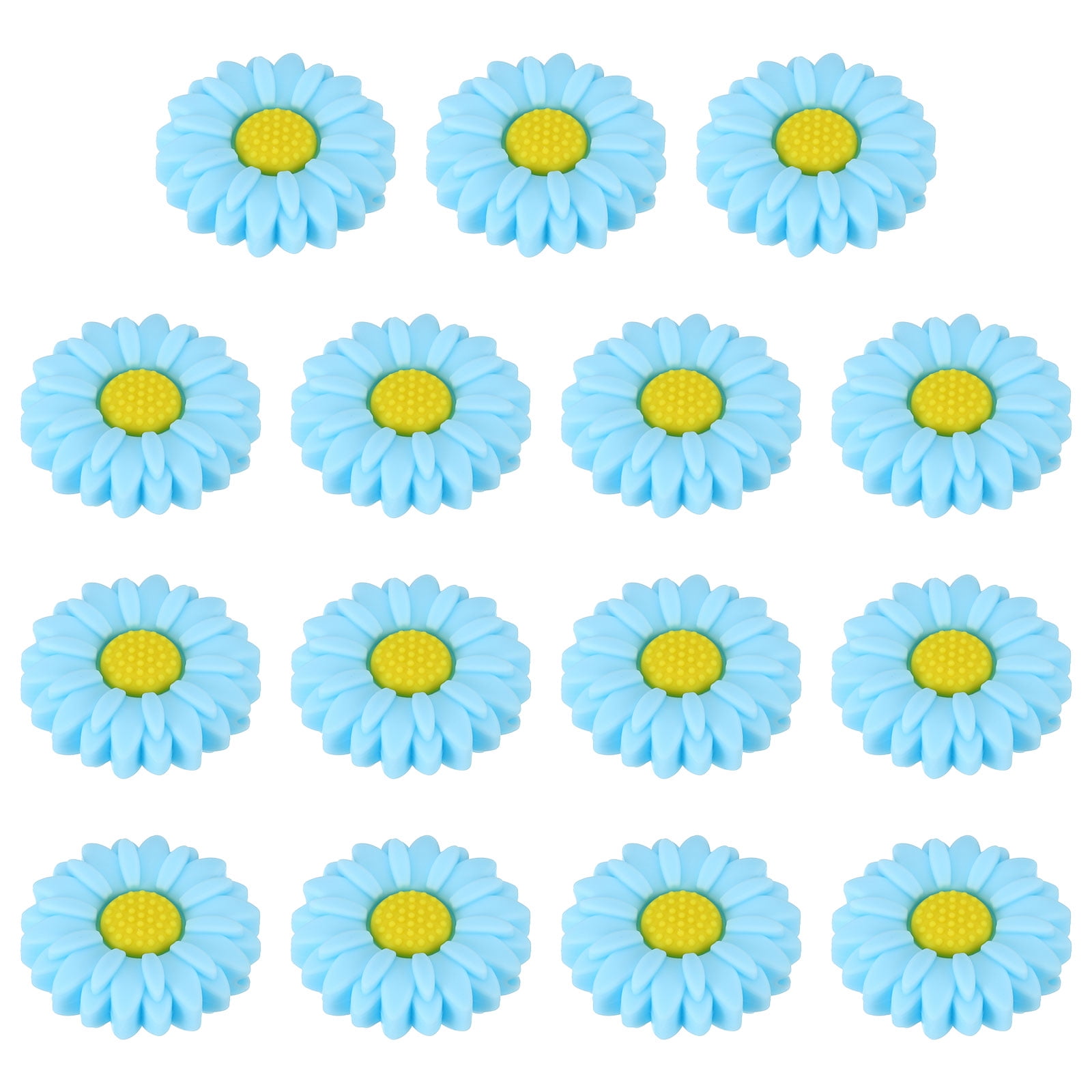 Uxcell 30mm Silicone Flower Beads, 15 Pcs Cute Colorful Soft Sunflower ...