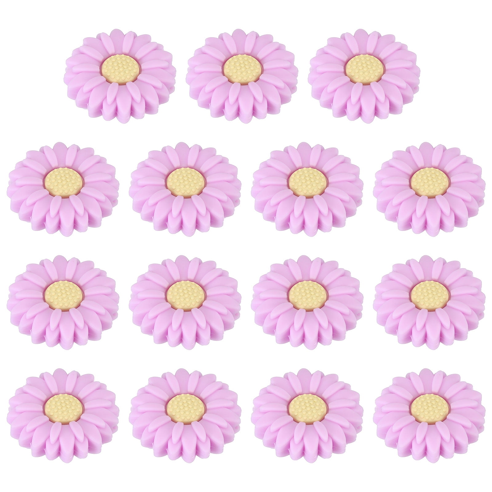 Uxcell 30mm Silicone Flower Beads, 15 Pcs Cute Colorful Soft Sunflower ...