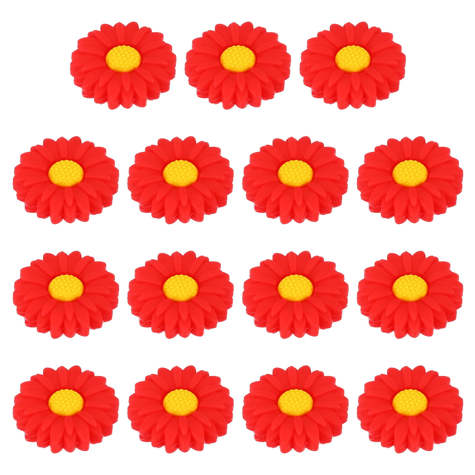 Uxcell 30mm Silicone Flower Beads, 15 Pcs Cute Colorful Soft Sunflower ...
