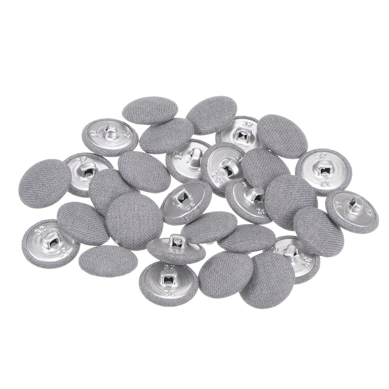 Uxcell 30pcs 32L Fabric Cloth Covered Button 20mm Metal Shank Round ...