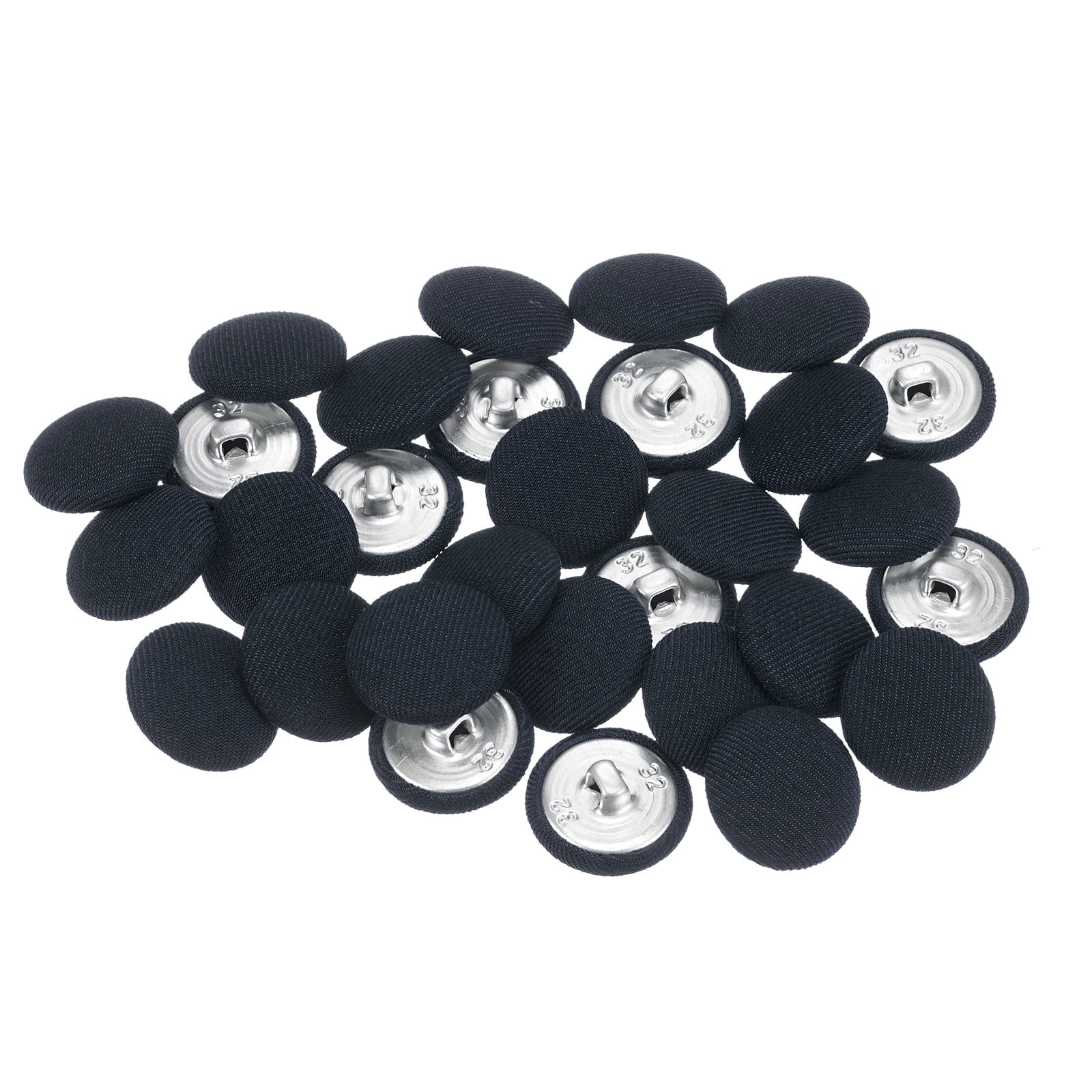Uxcell 30pcs 32L Fabric Cloth Covered Button 20mm Metal Shank Round ...