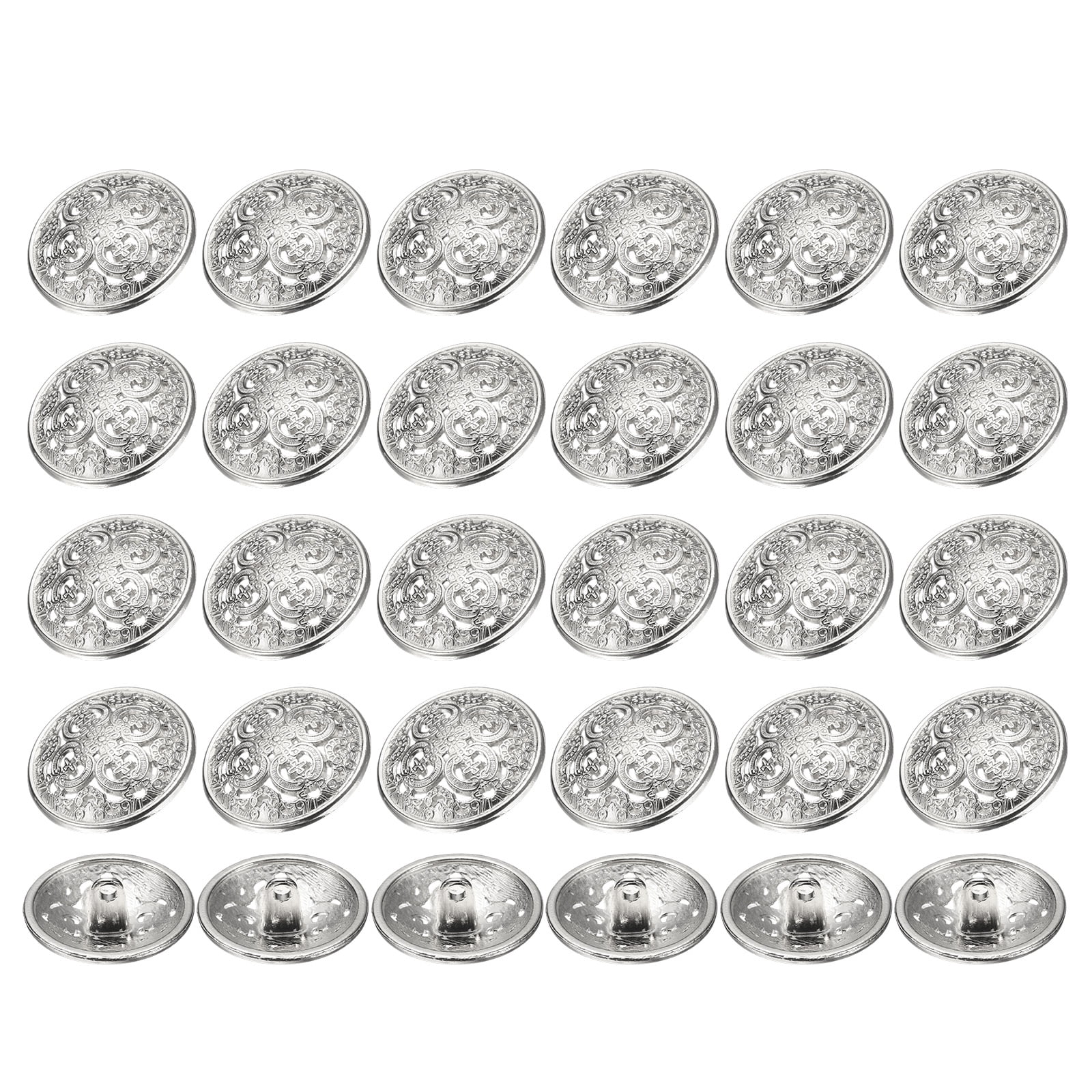 Uxcell 30pcs 36L Metal Round Hollow Sewing Buttons 23mm 7/8" Zinc Alloy ...