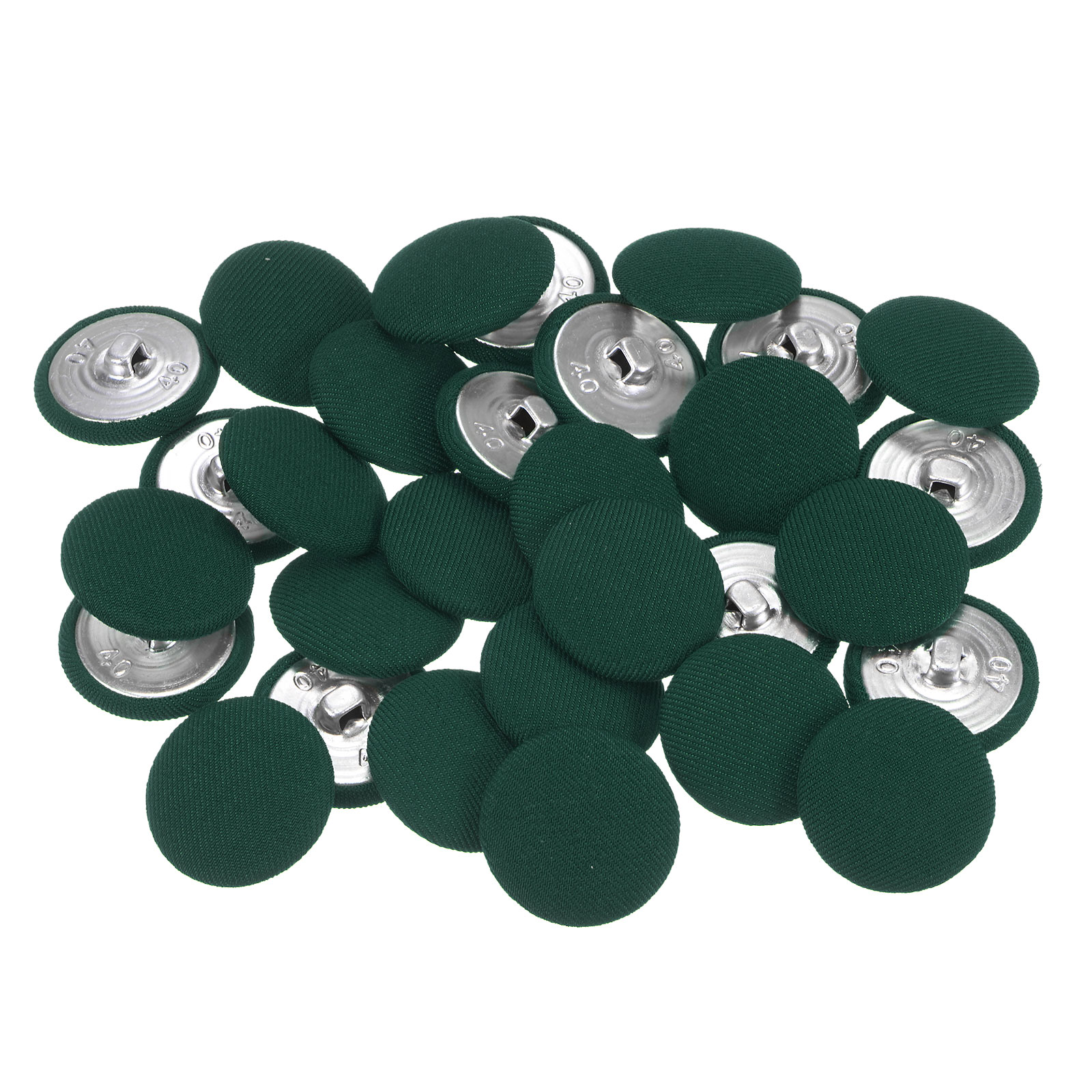 Uxcell 30pcs 40L Fabric Cloth Covered Button 25mm Metal Shank Round ...