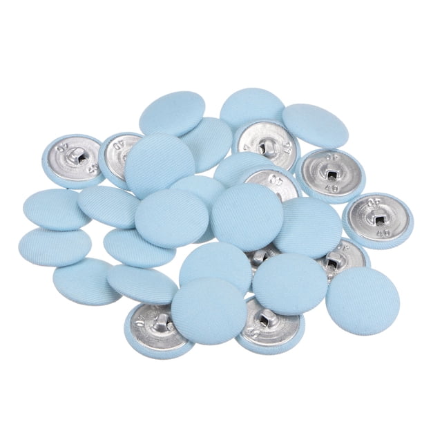 Uxcell 30pcs 40L Fabric Cloth Covered Button 25mm Metal Shank Round ...