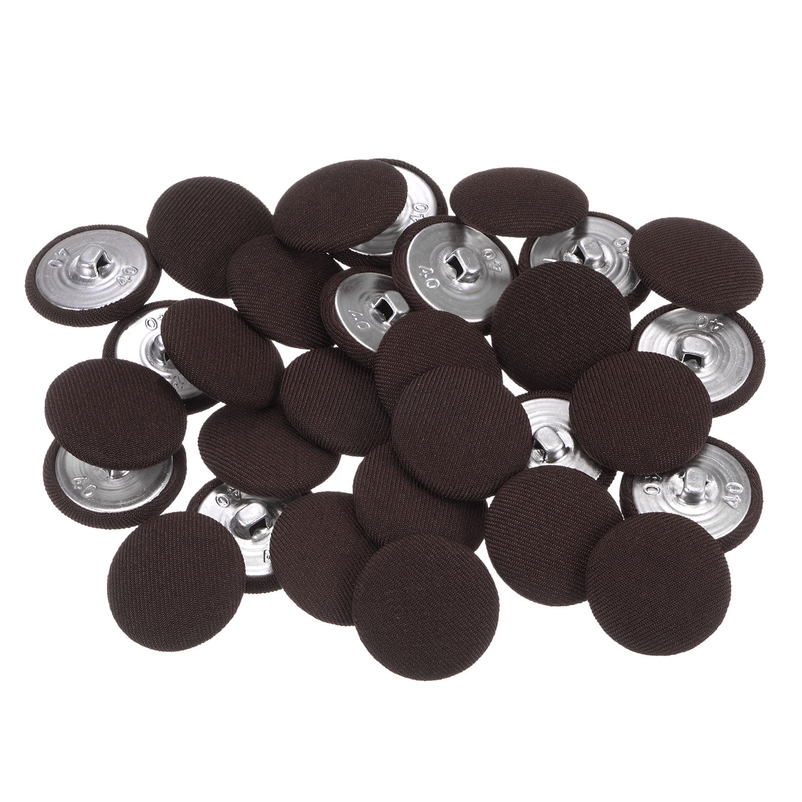 Uxcell 30pcs 40L Fabric Cloth Covered Button 25mm Metal Shank Round ...
