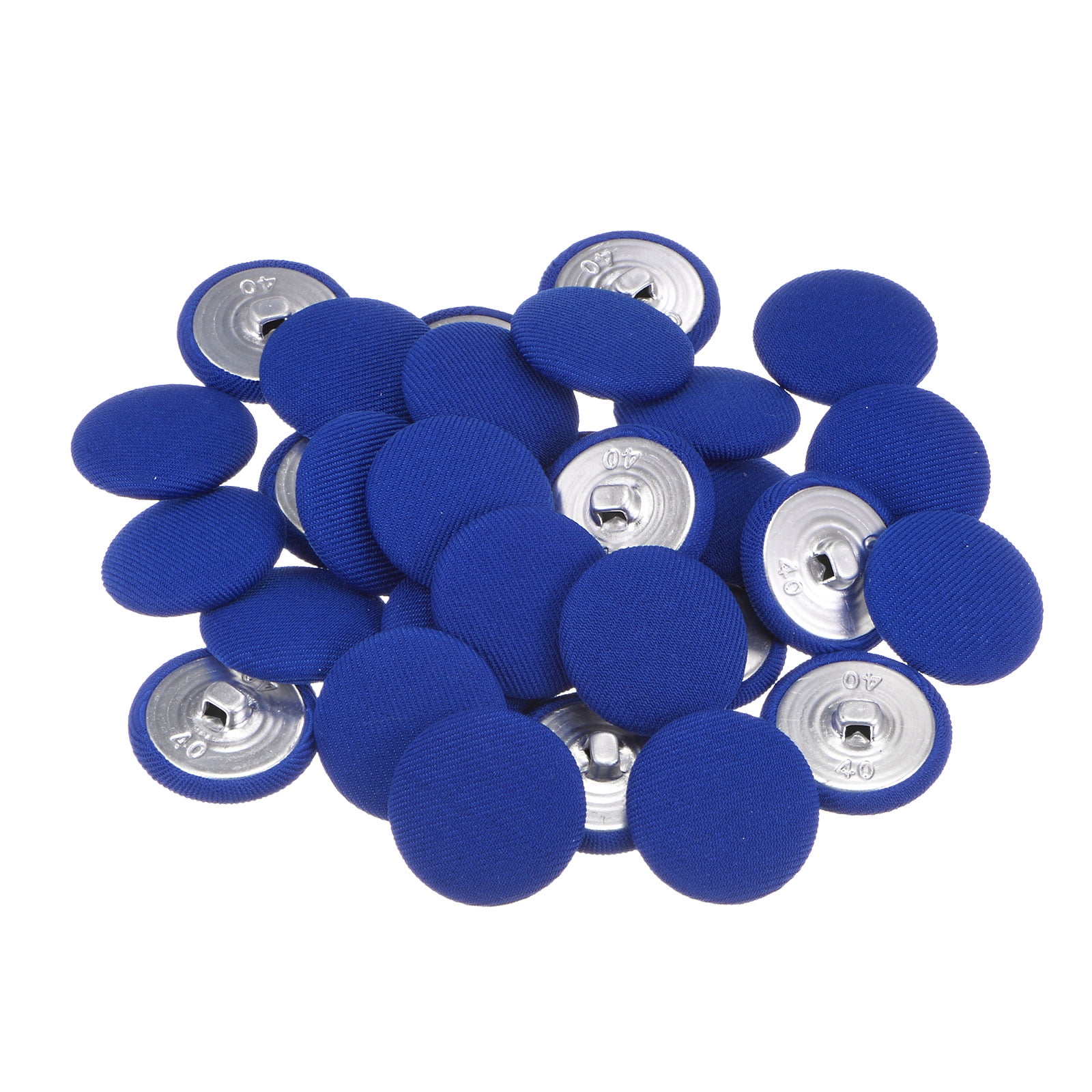 Uxcell 30pcs 40L Fabric Cloth Covered Button 25mm Metal Shank Round ...