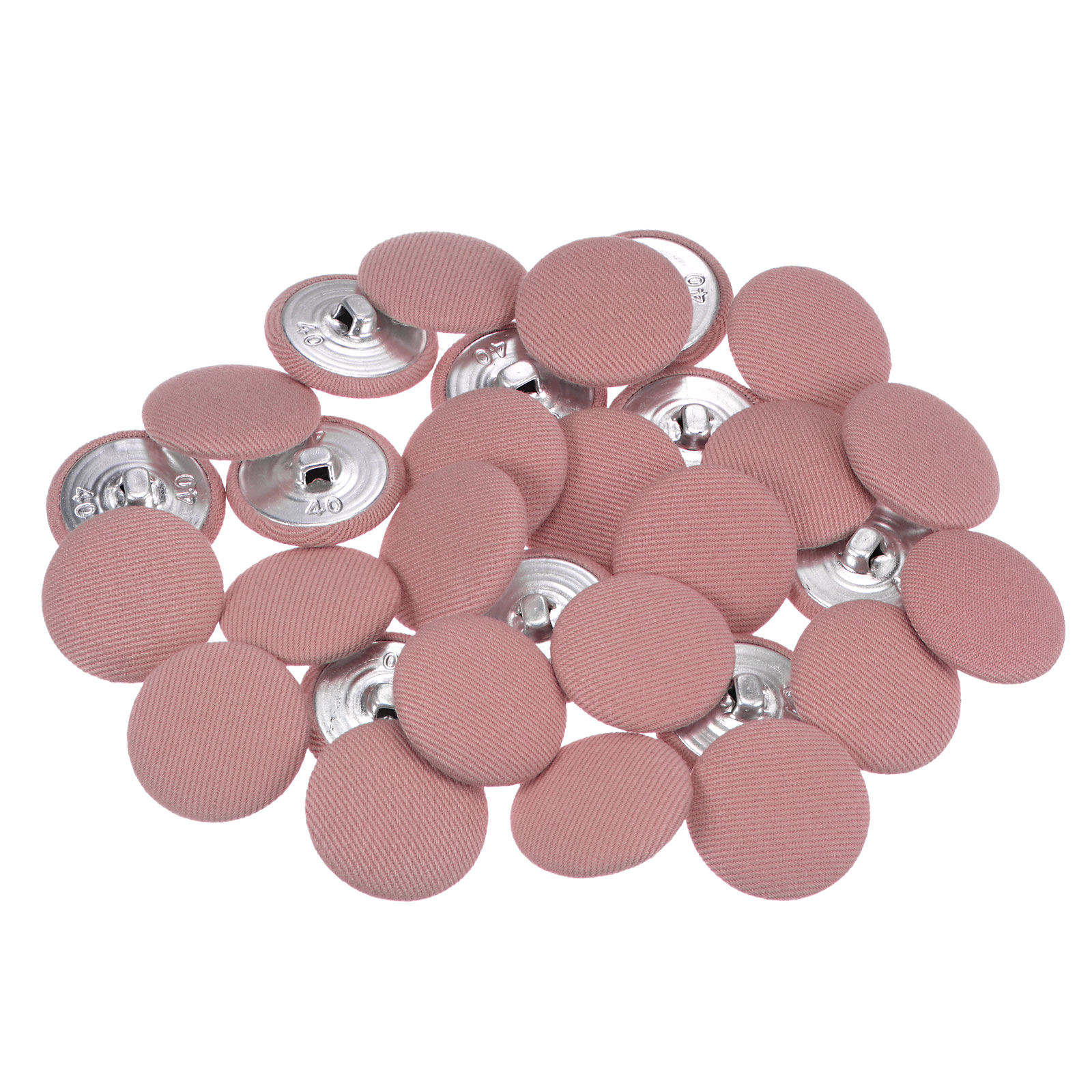 Uxcell 30pcs 40L Fabric Cloth Covered Button 25mm Metal Shank Round ...