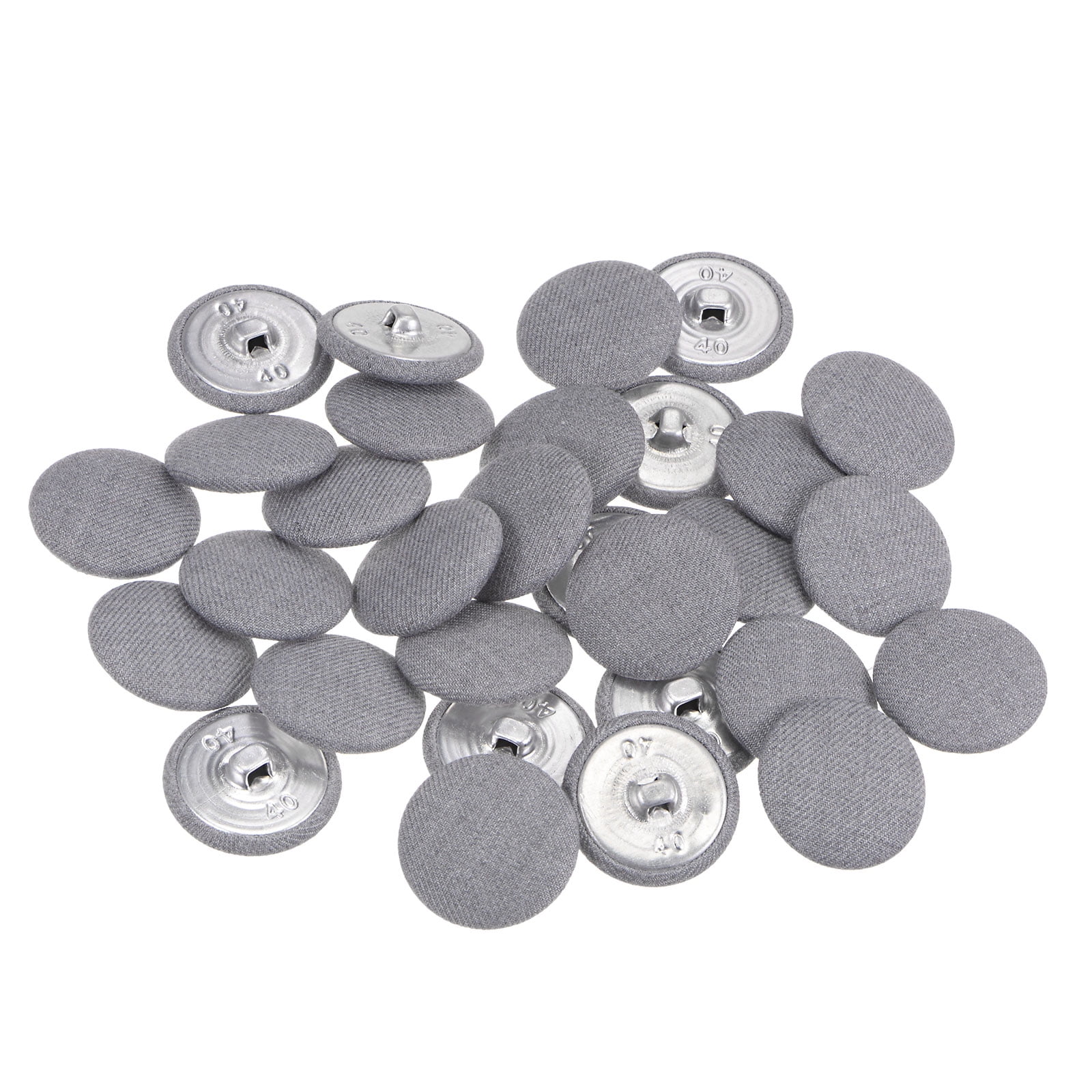 Uxcell 30pcs 40L Fabric Cloth Covered Button 25mm Metal Shank Round ...