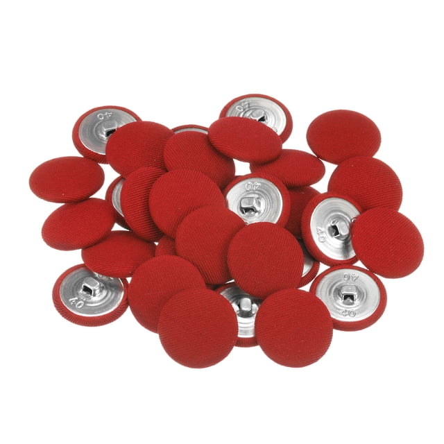 Uxcell 30pcs 40L Fabric Cloth Covered Button 25mm Metal Shank Round ...