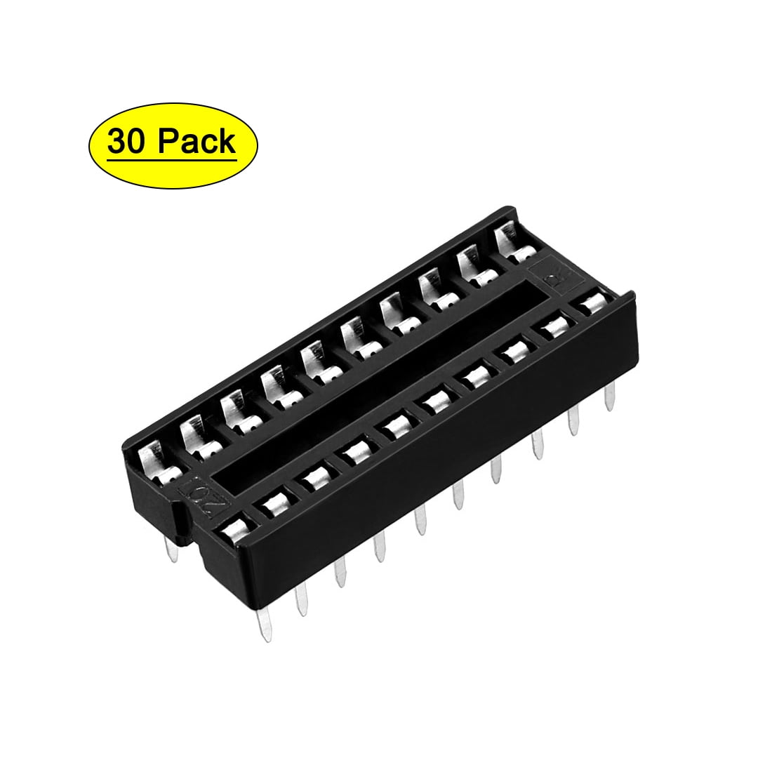Uxcell 30pcs 7.6mm Row Pitch 2 Row 20 Flat Pin DIP IC Chip Socket ...