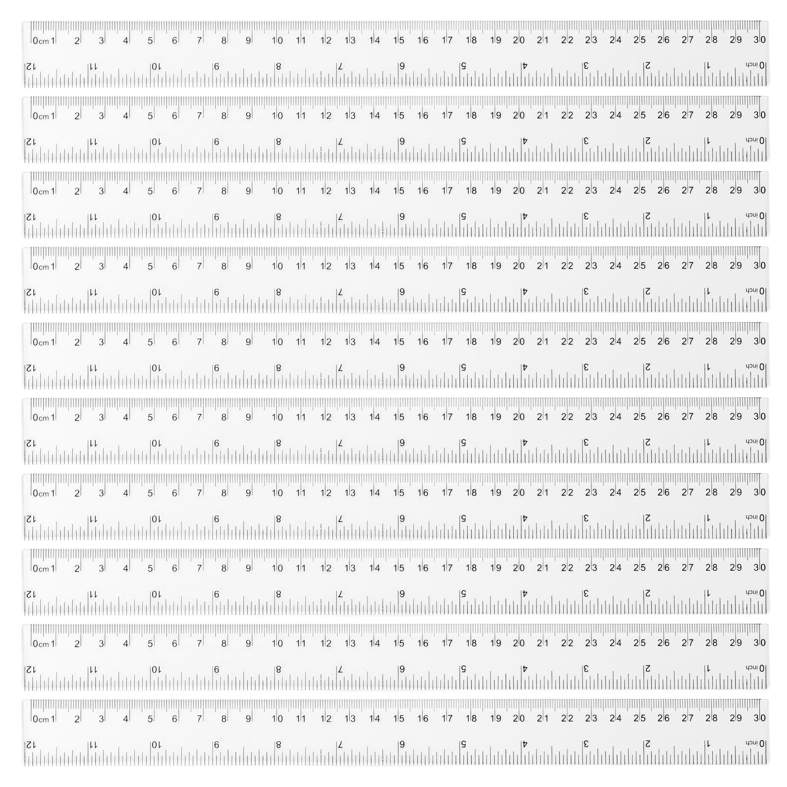 Uxcell 30pcs Clear Plastic Ruler 30cm (12 Inch) Metric Inch Straight ...