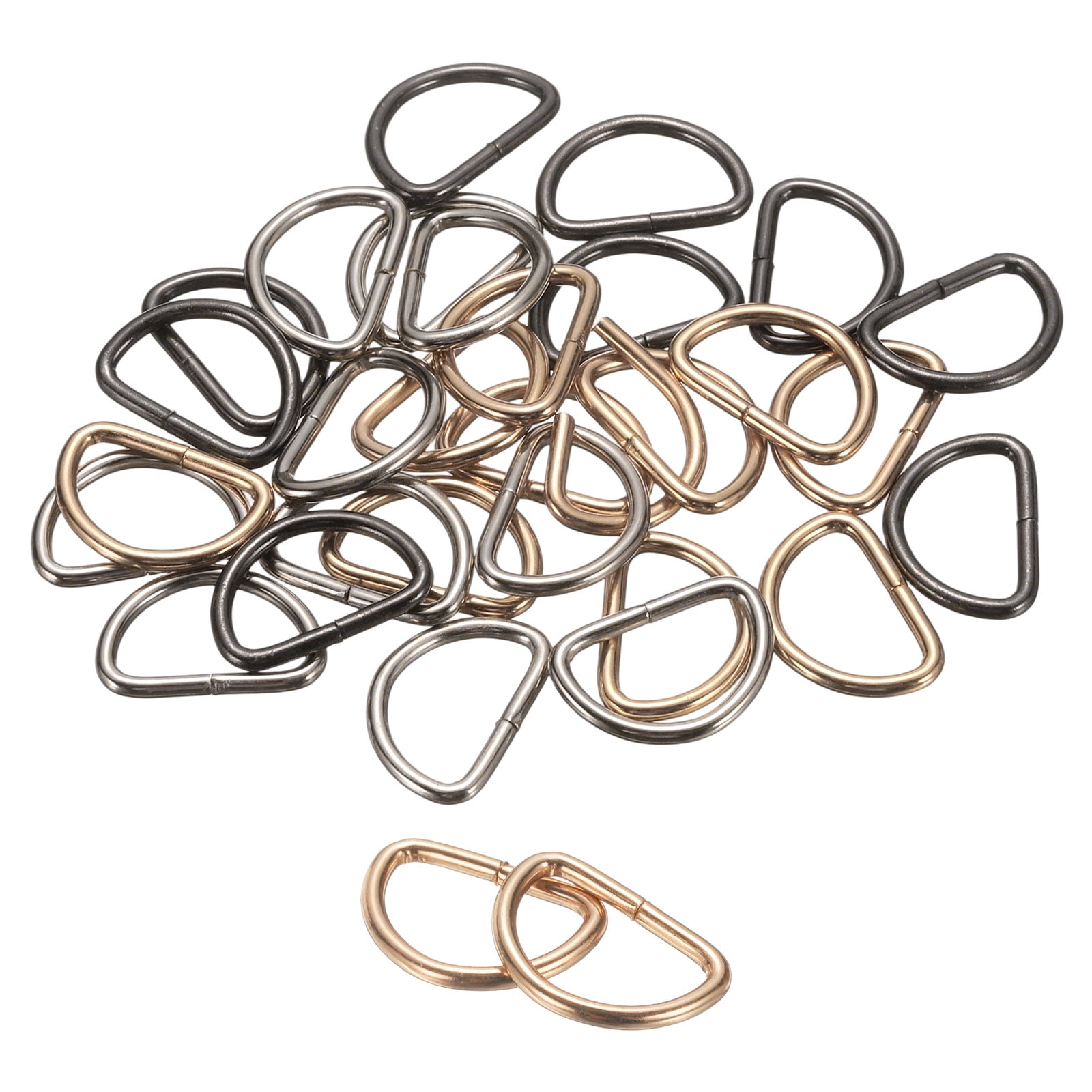 Uxcell 30pcs D Ring 5/8" (15mm) Metal Electroplate D-Shape Buckle Clips ...
