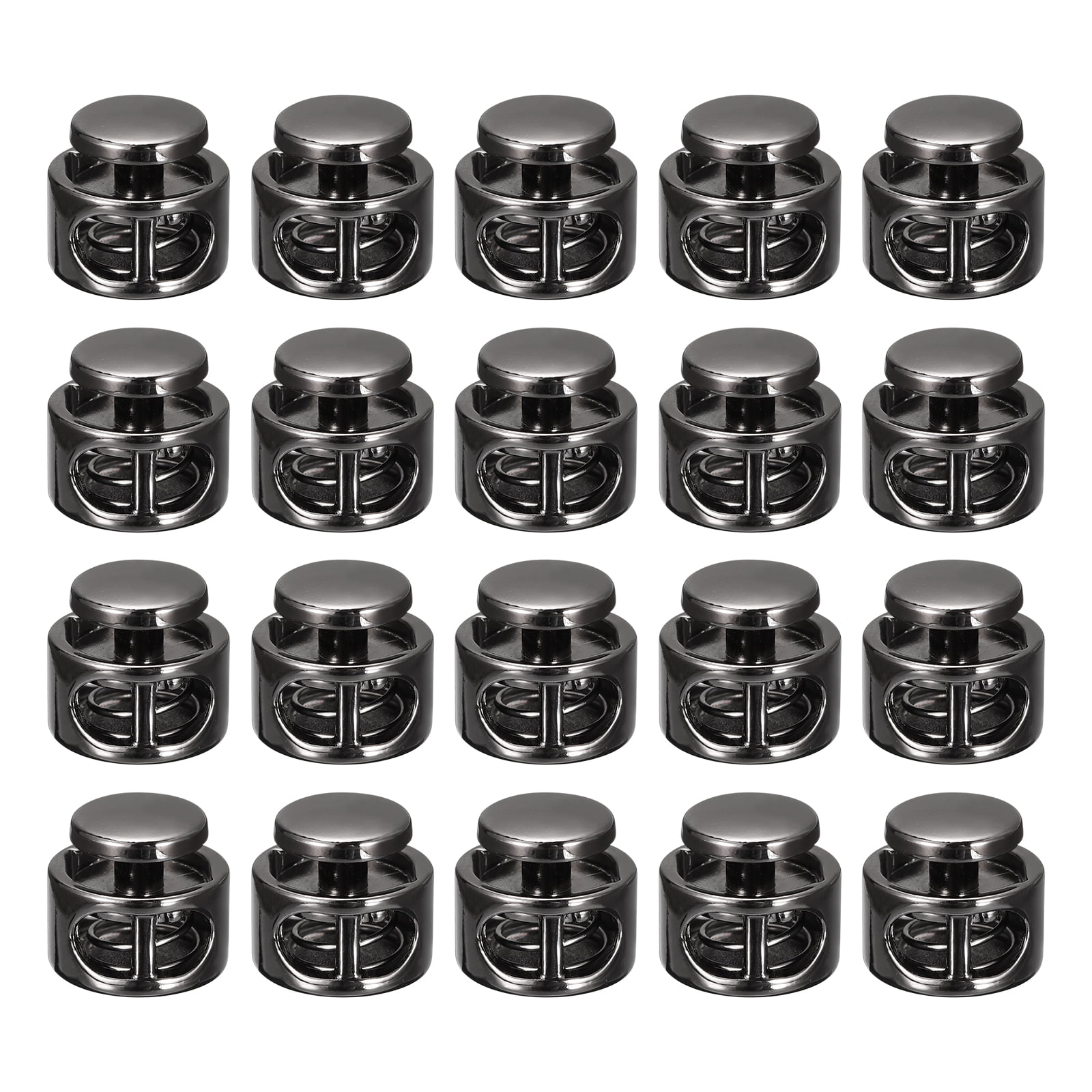 Uxcell 30pcs Double Hole Metal Spring Cord Locks Round Toggle Stoppers ...