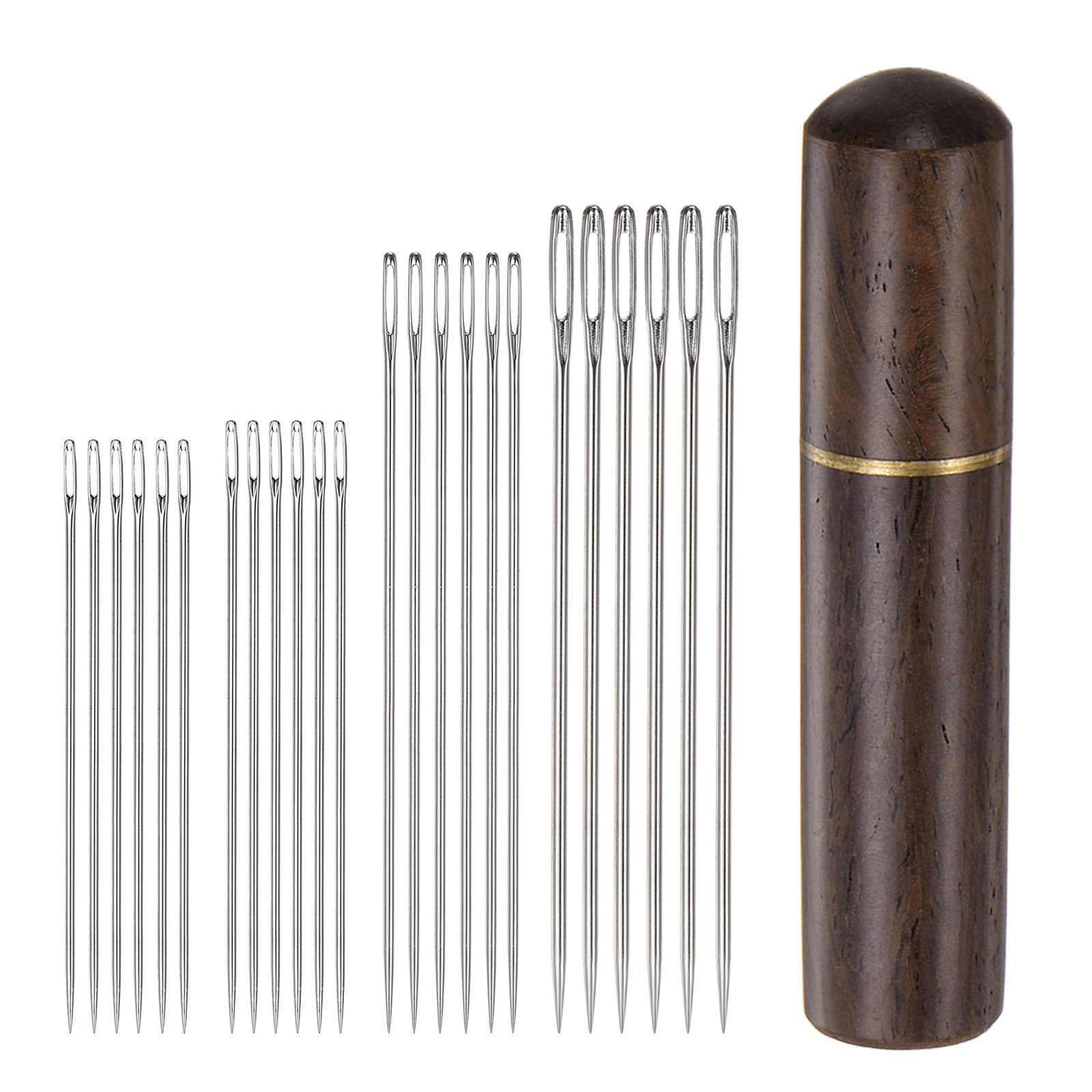 Uxcell 30pcs Large Eye Sewing Needles Stainless Steel 5 Sizes ...