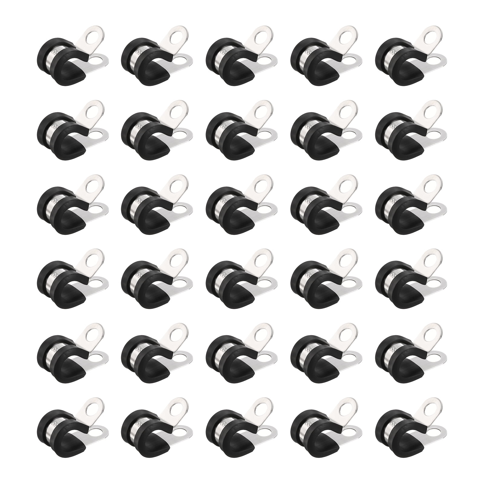 Uxcell 30pcs Stainless Steel Cable Clamps 3/8 Inch Rubber Cushioned ...