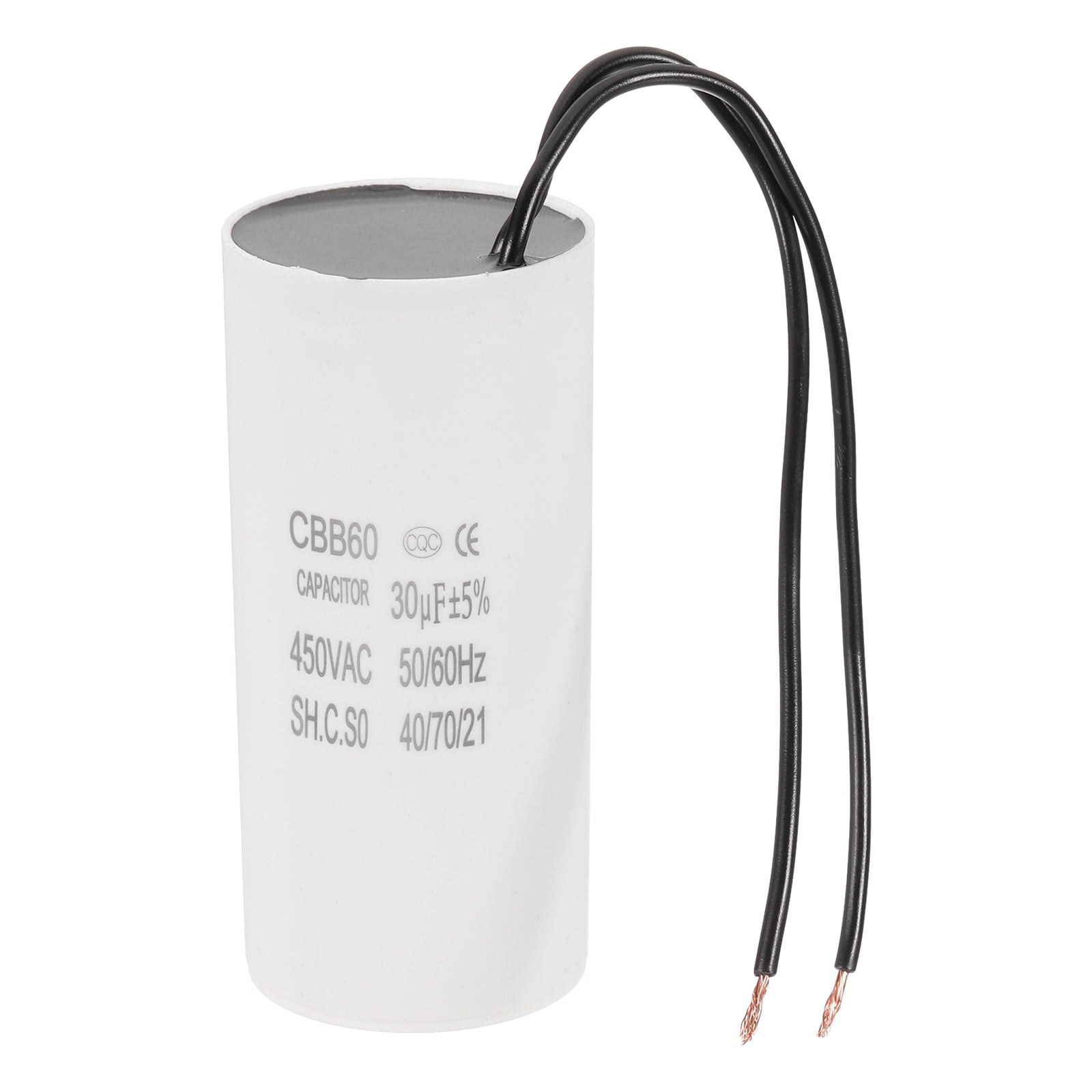 Uxcell 30uF CBB60 Running Capacitor, Run Capacitor with 2 Wires, AC ...