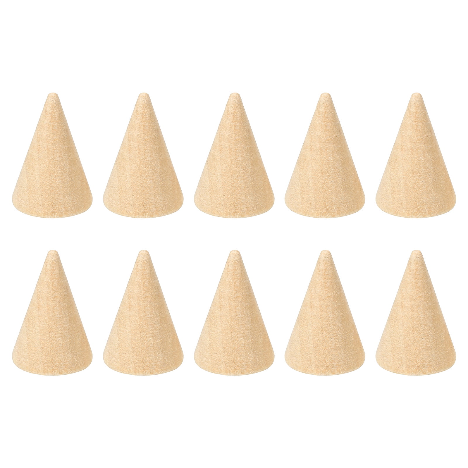 Uxcell 30x20mm Natural Wood Cone Ring Holder, 10 Pack Finger Jewelry ...