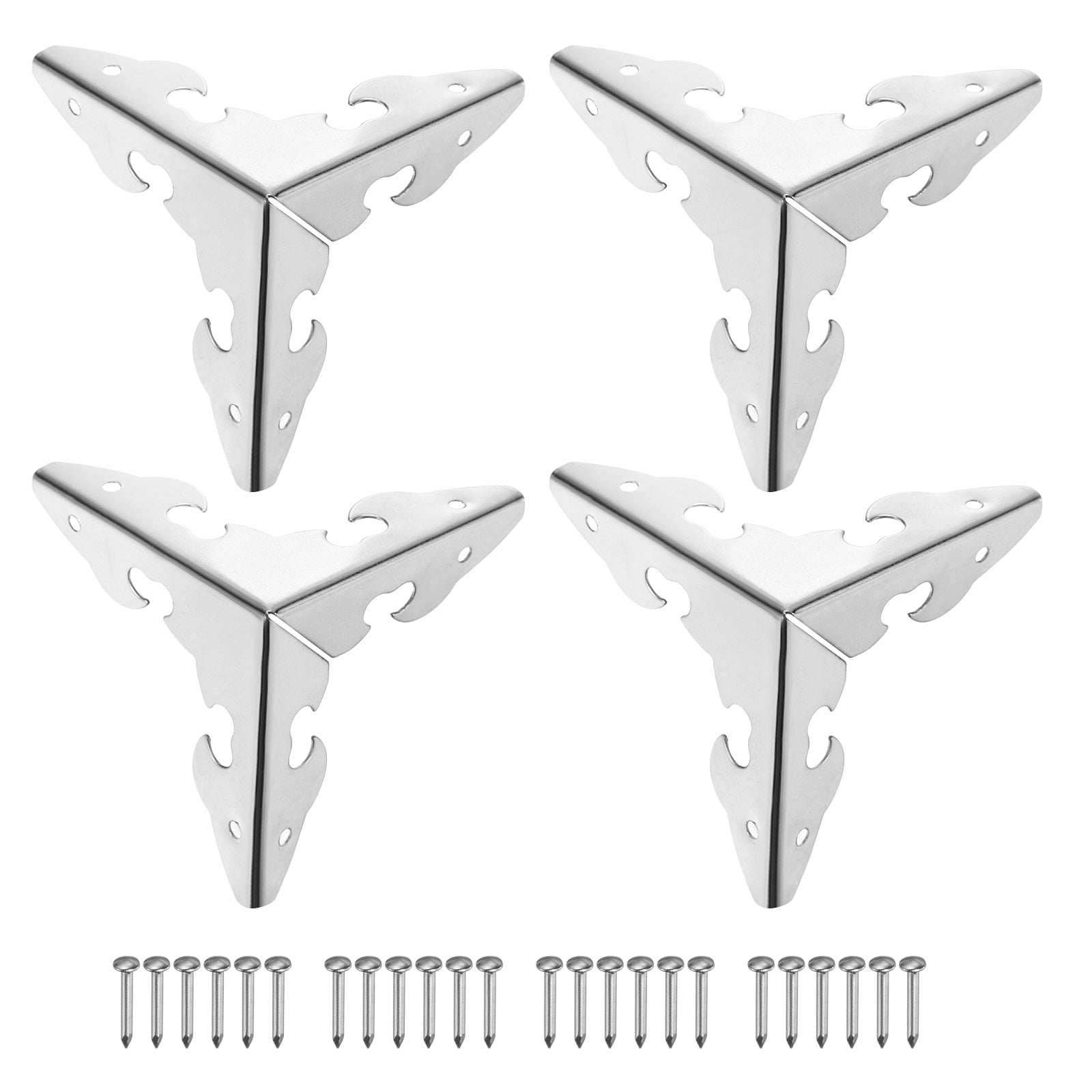 Uxcell 30x30x30mm Metal Box Corner Protectors Edge Guard Silver Tone ...