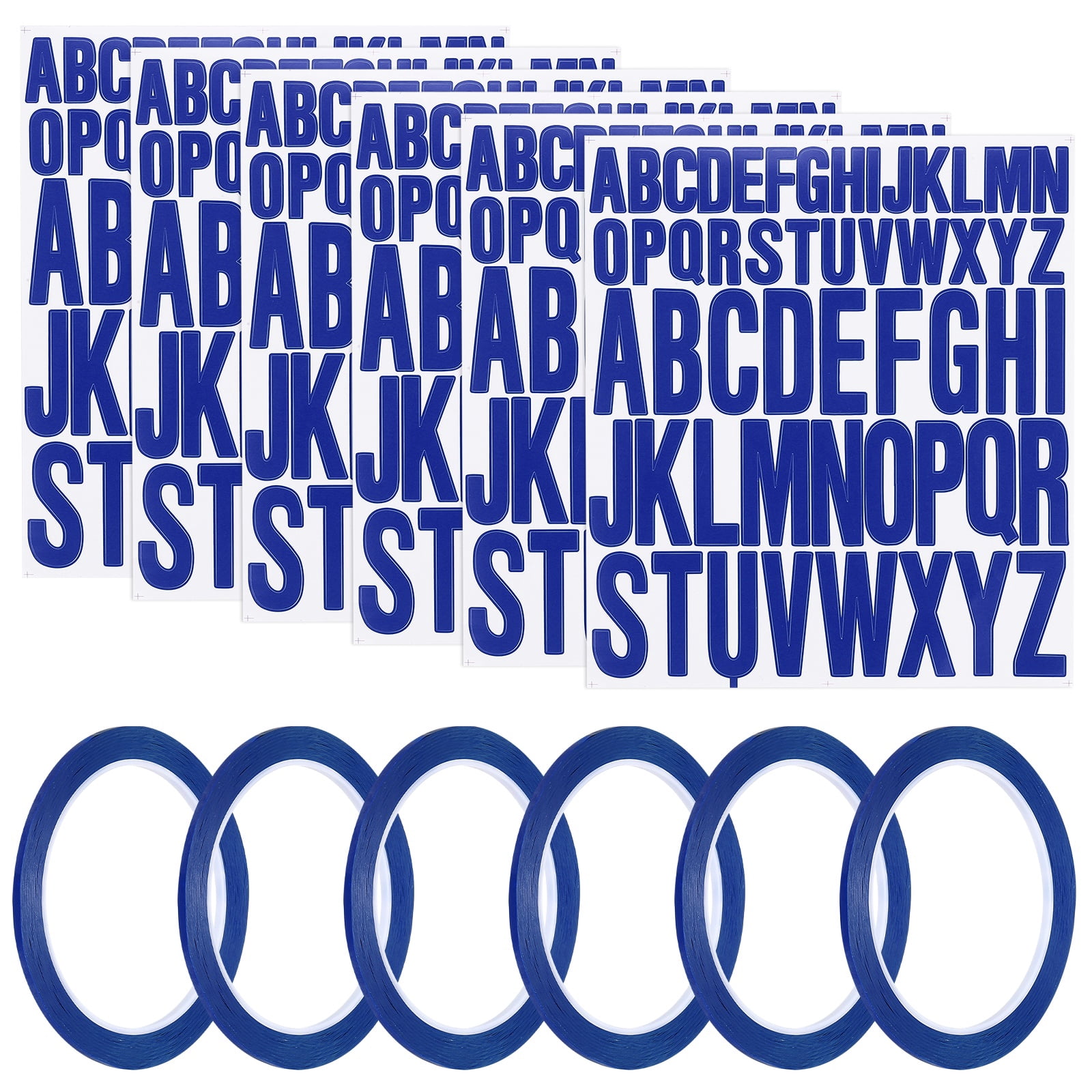 Uxcell 312Pcs 2+1" Blue Letter Stickers with 6 Roll 1/8" 164ft ...