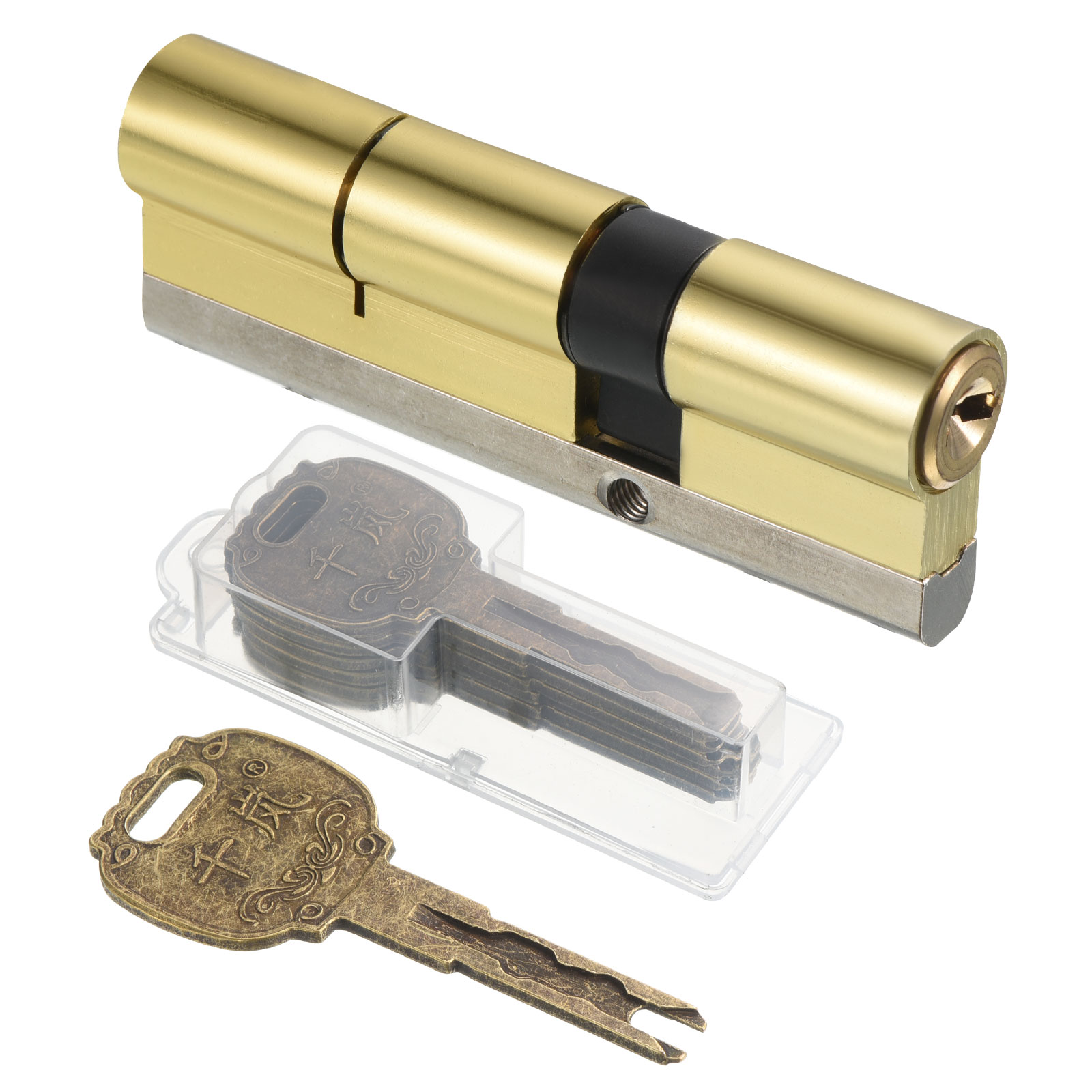 Uxcell 32.5/57.5 (90mm Overall) European Double Lock Cylinder with Keys ...