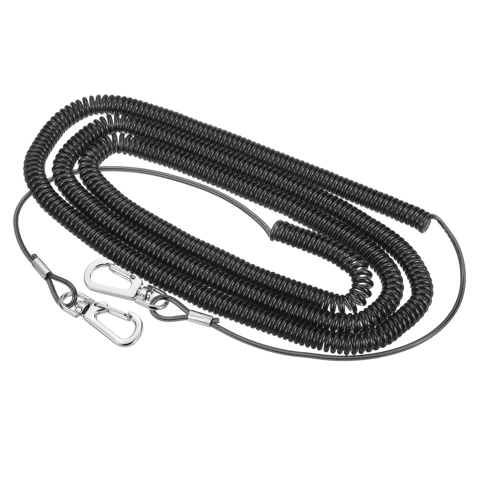 Uxcell 32.8ft Heavy Spring Fishing Coiled Lanyard Extension Cord Tether ...