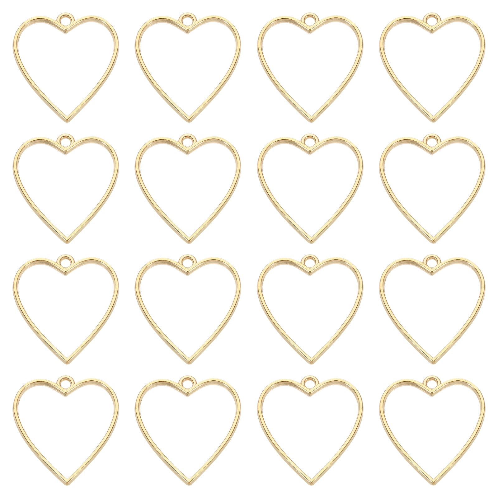 Uxcell 32 Pack Open Bezel, Heart Resin Bezels Pendants Open Back Bezel ...