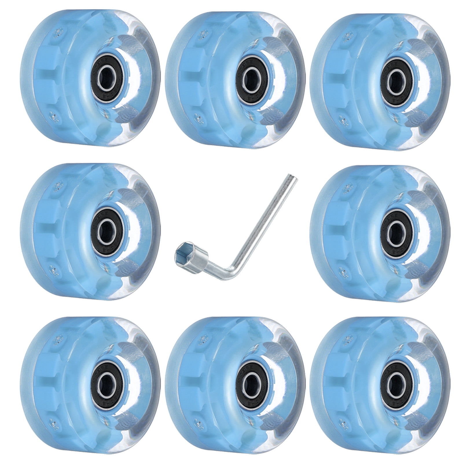 Uxcell 32 x 58mm Roller Skate Wheels with Bearings Light Up Wheel Quad Skate Replacement, Blue ...
