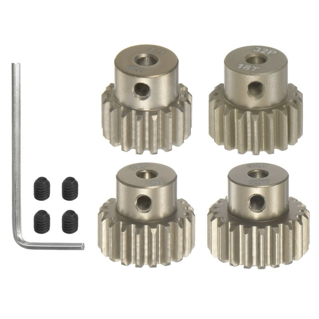 Uxcell 32P Pinion Motor Gear Set 17T 18T 19T 20T 1/8 inch RC Motor ...