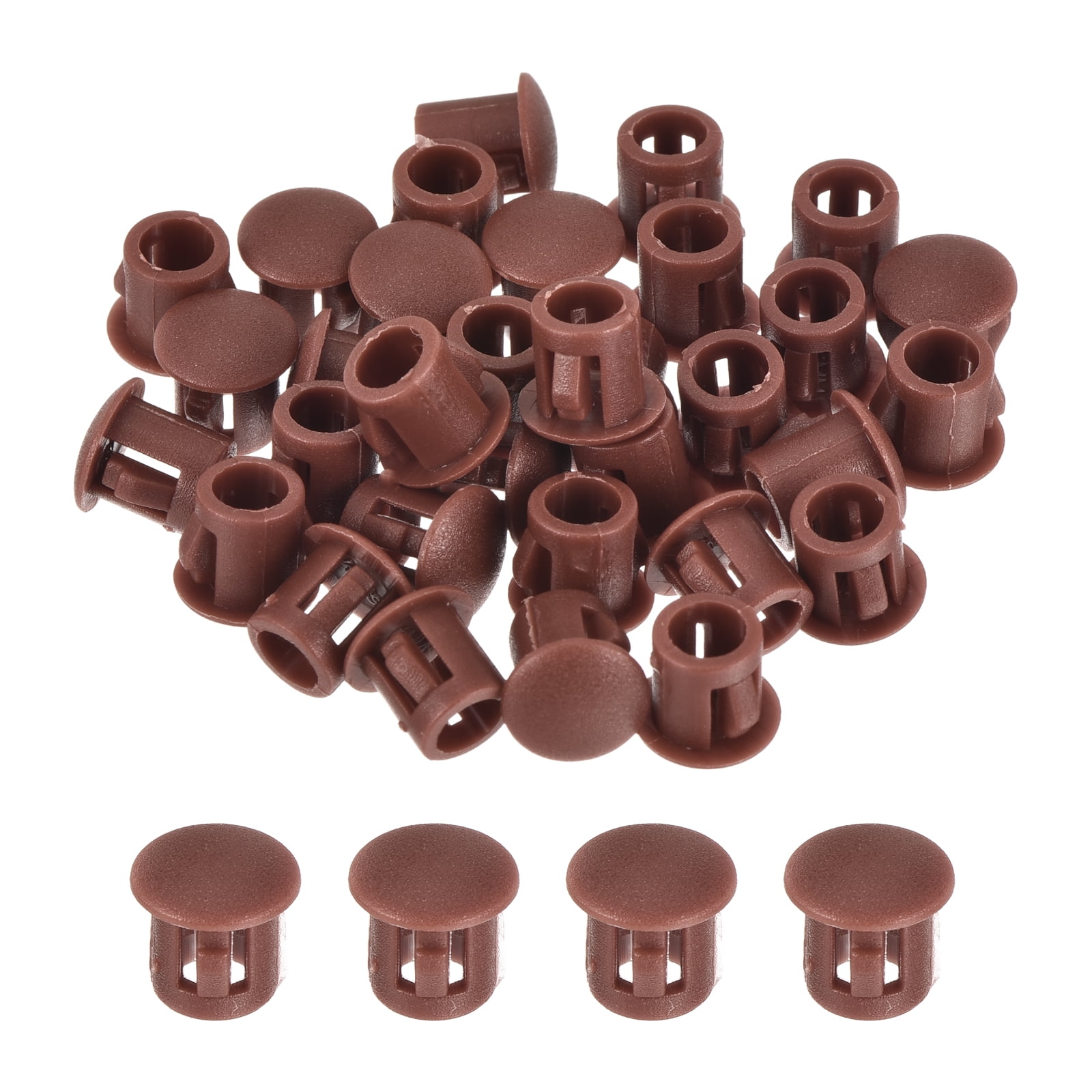 Uxcell 32PCS 6mm(1/4") Red-Brown Plastic Hole Plugs, Flush Type Panel ...
