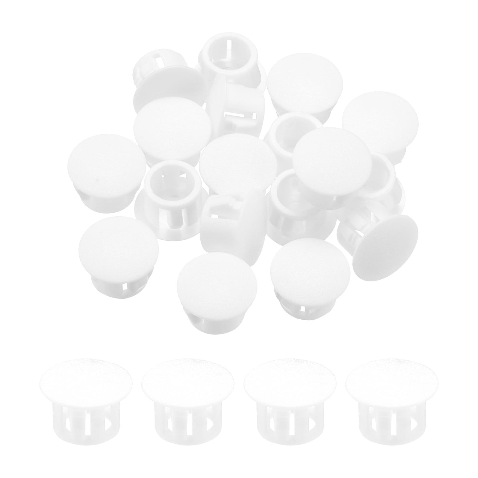 Uxcell 32Pcs 12mm(1/2') White Round Hole Plugs Nylon Plastic Flush Type ...