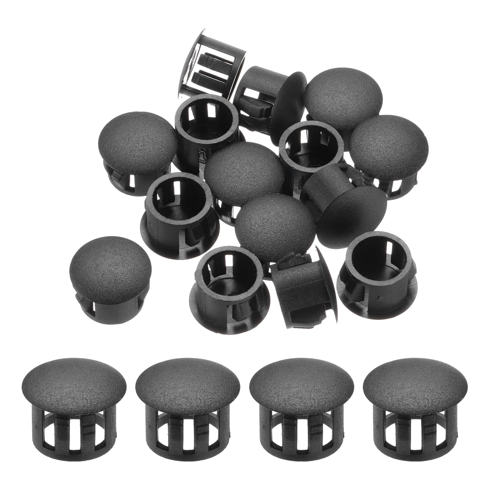Uxcell 32Pcs 13mm(1/2') Black Round Hole Plugs Nylon Plastic Flush Type ...